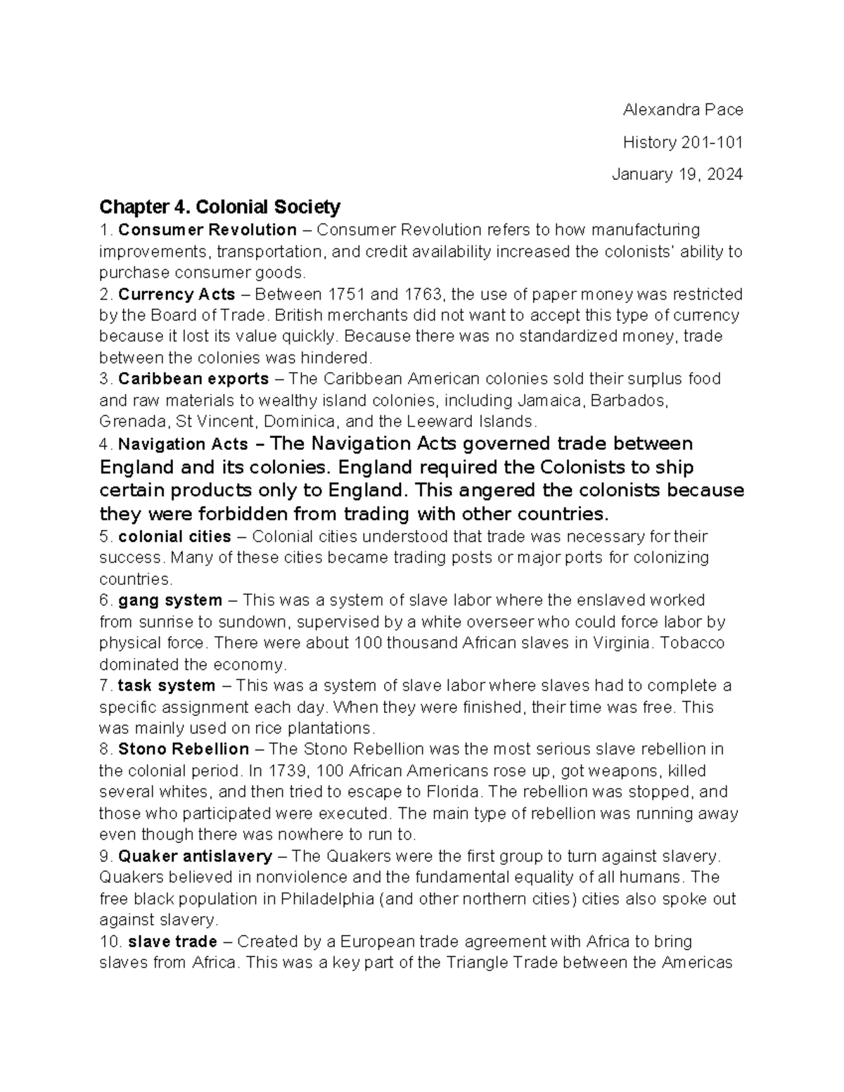 History CH 4 terms - Vocabulary - Alexandra Pace History 201- January ...