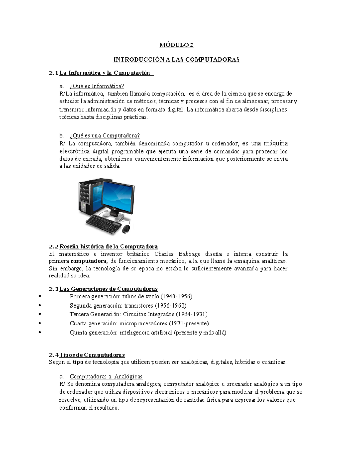 Trabajo final computadora - MÓDULO 2 INTRODUCCIÓN A LAS COMPUTADORAS 2 ...