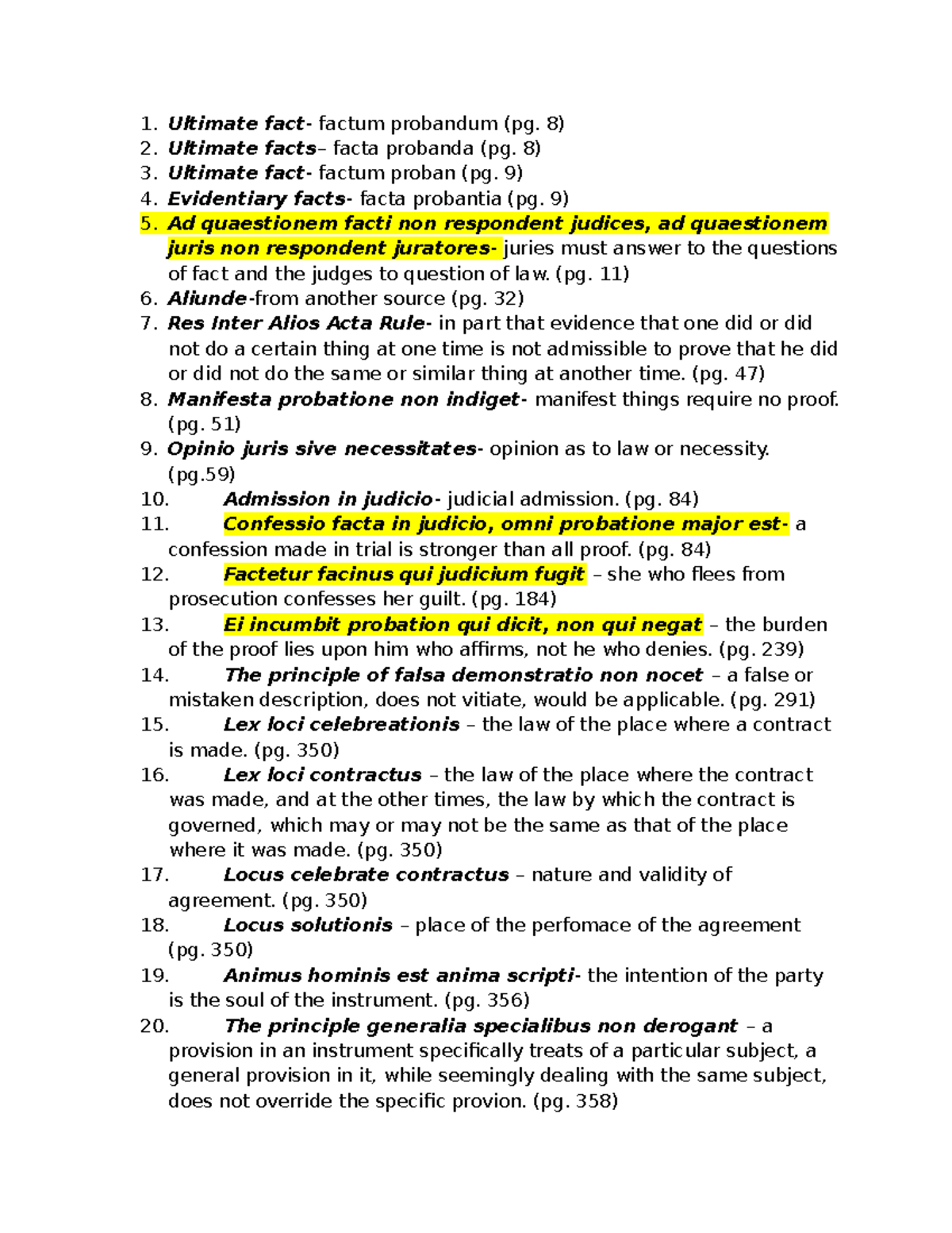 Evidence Maxim - Ultimate fact- factum probandum (pg. 8) Ultimate facts ...