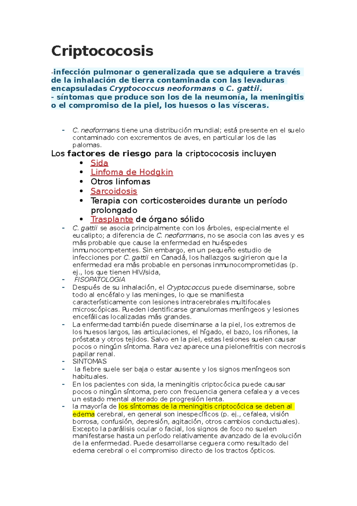 Criptococosis - INI - Criptococosis - infección pulmonar o generalizada ...