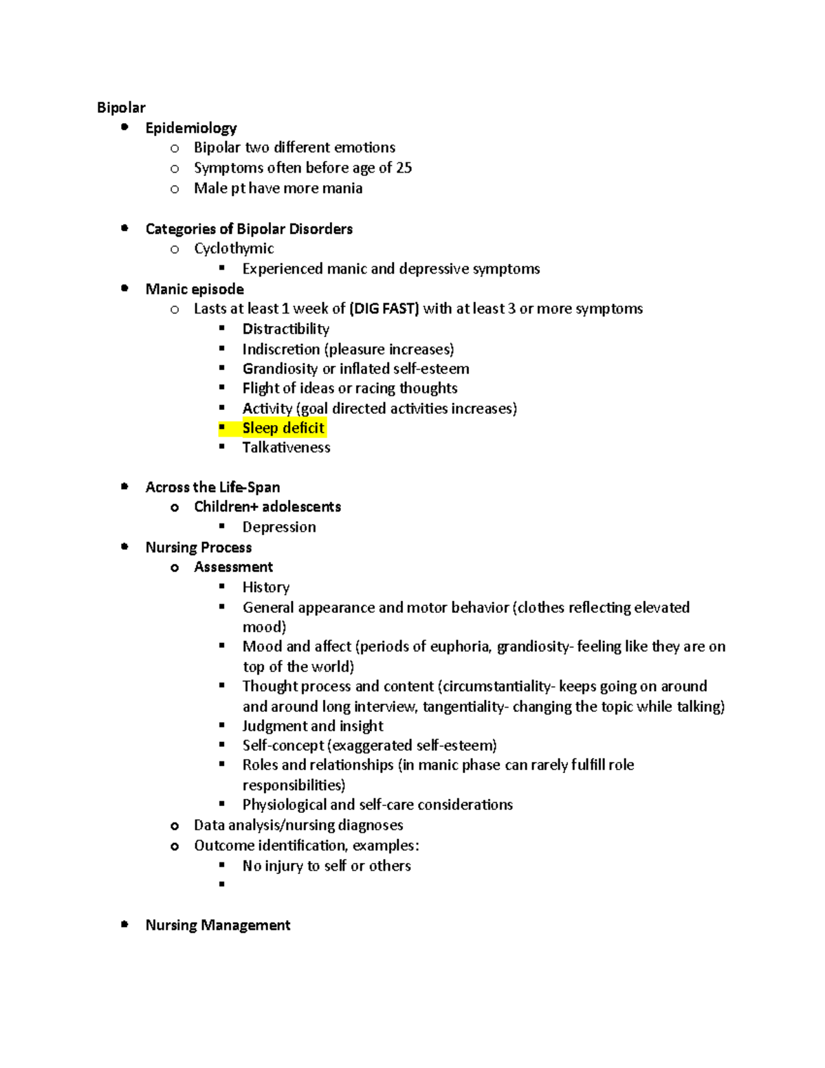 Bipolar Notes - Bipolar Epidemiology o Bipolar two different emotions o ...