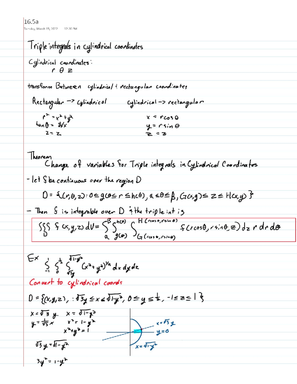 16.5 Triple integrals in Cylindrical and Spherical Coordinates, Calc 3 ...