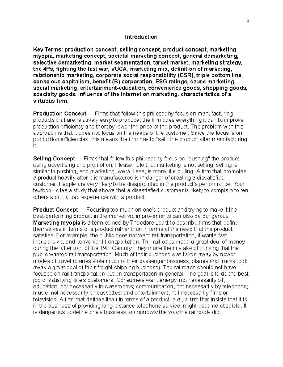 Topic 01 Introduction Chapter 1 Lecture Notes Introduction Key Terms Production Concept