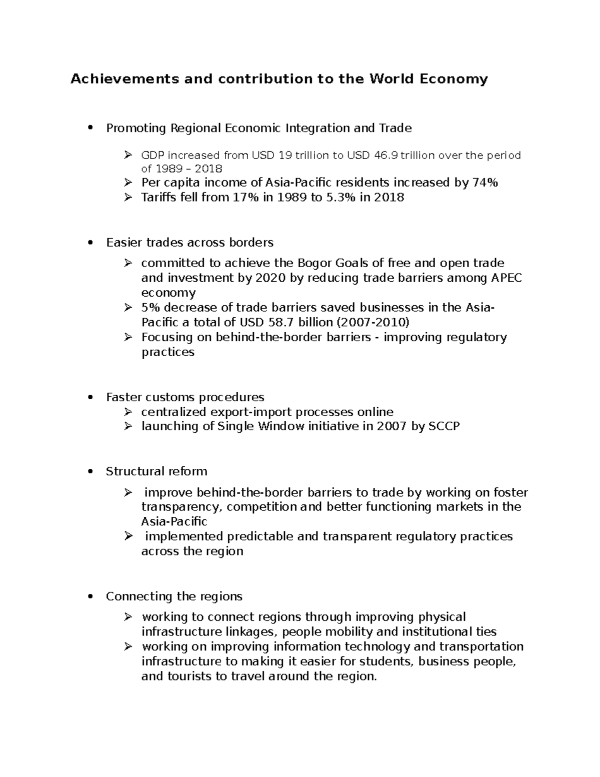 Achievemenets contribution to the World Economy - Achievements and ...