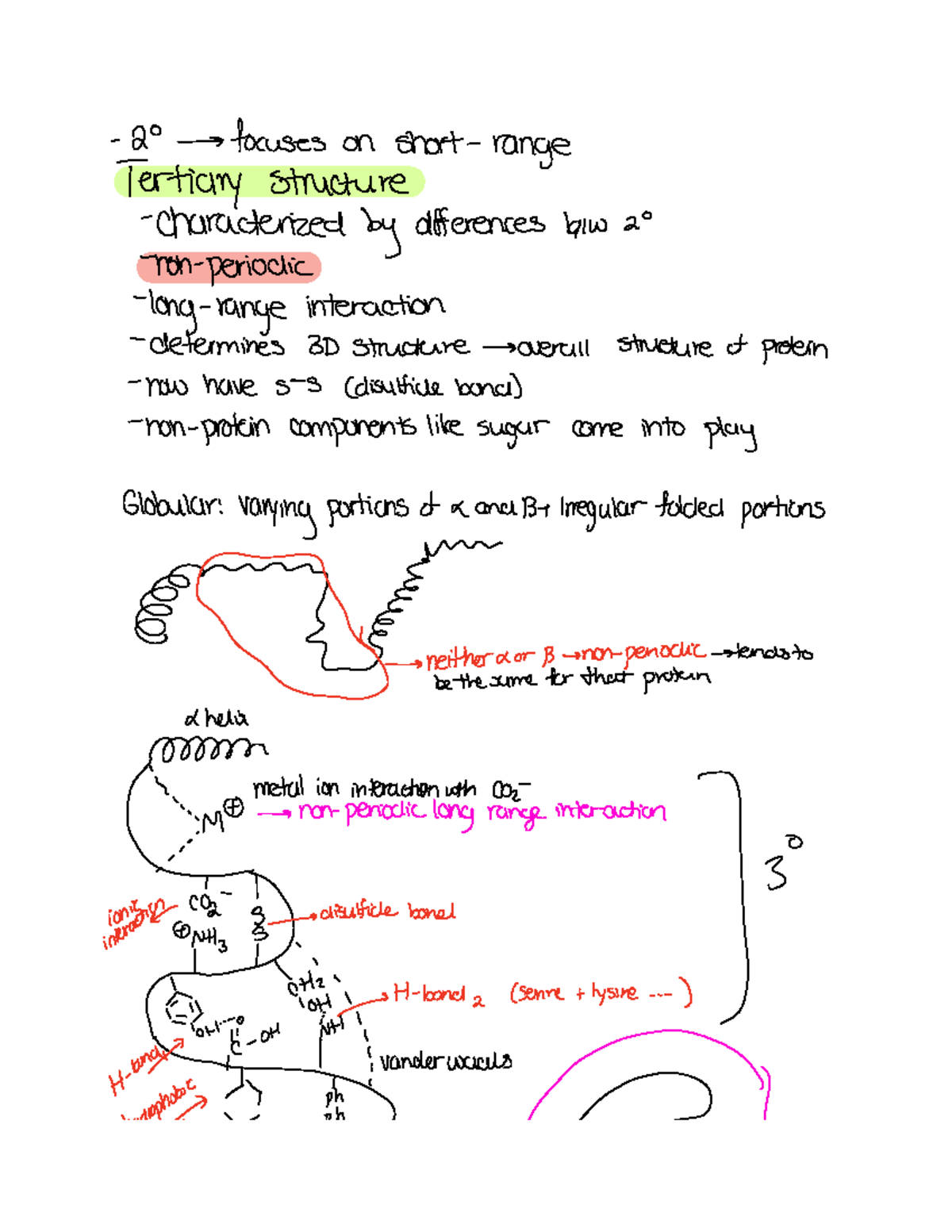 Week 8 biochem - Lecture notes 8 - 20 focuses on short range Ter tiary ...