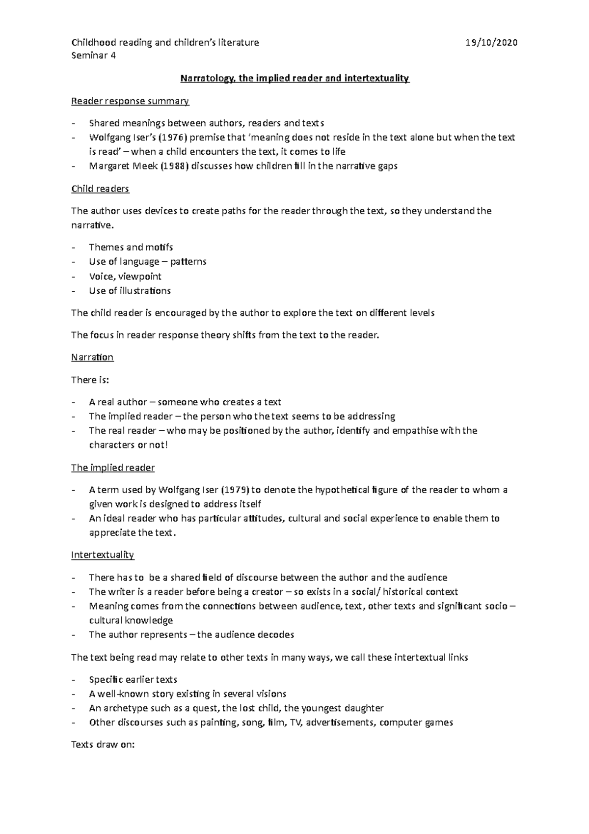 Narratology, the implied reader and intertextuality - Themes and motifs ...