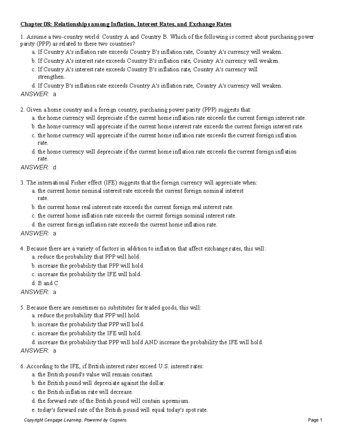 Chapter 08 Relationships among Inflation Interest Rates and Exchange ...