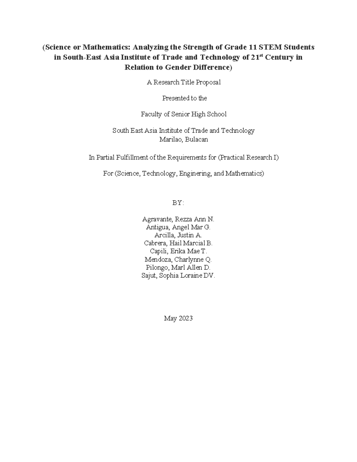 Research - .......... - (Science or Mathematics: Analyzing the Strength ...