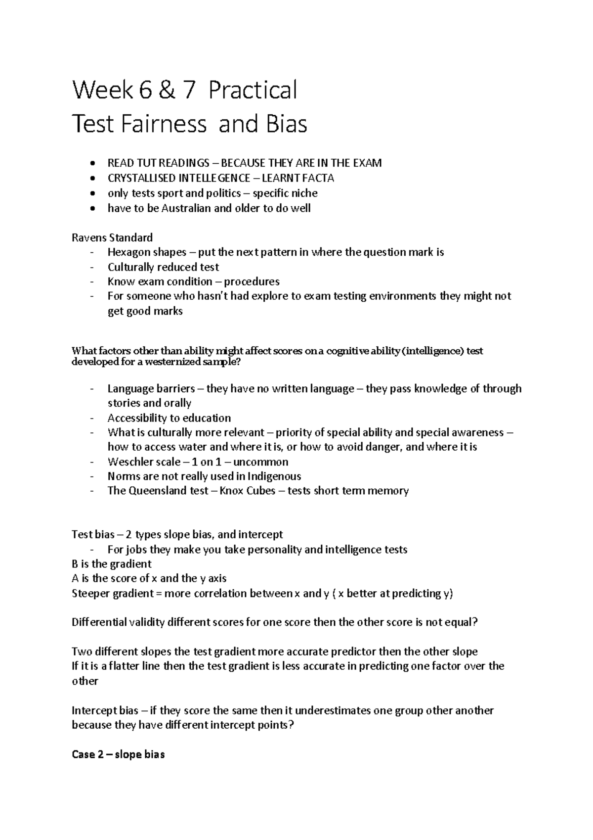 Practical Test Fairness and Bias - Studocu