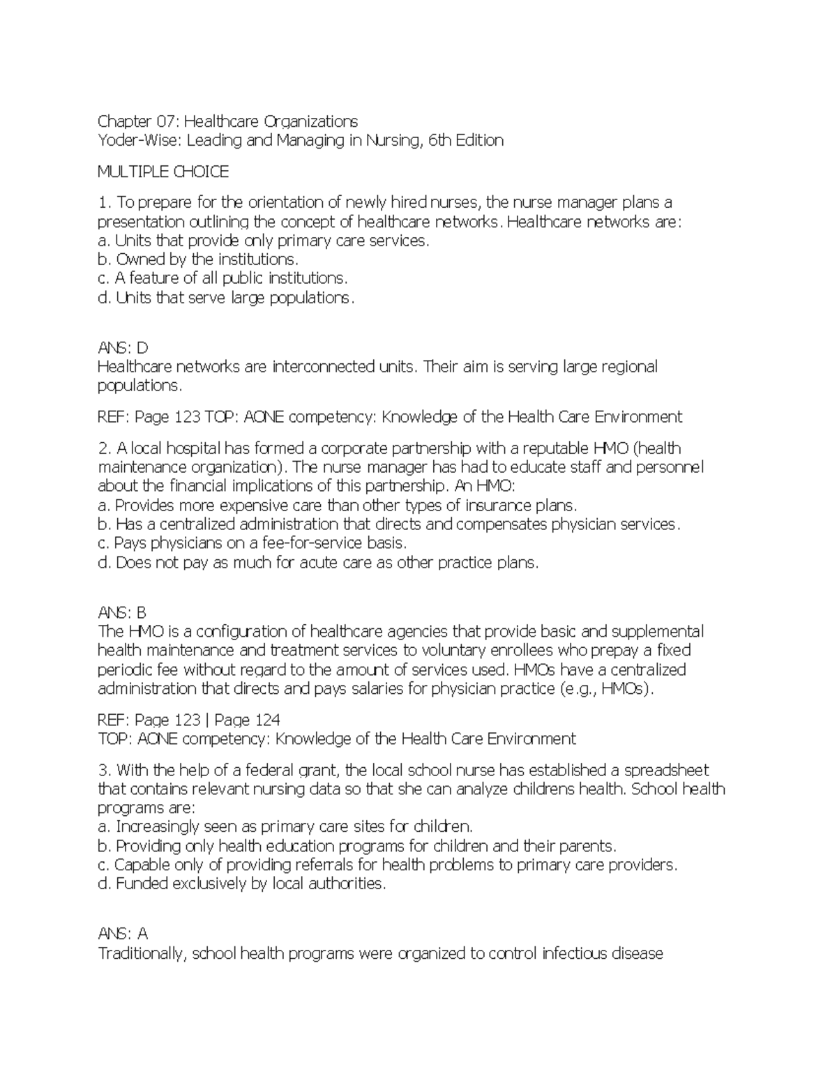 Chapter 7 - questions - NUR 242 - RCC - Studocu