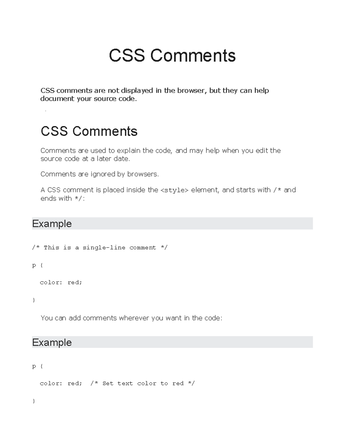Css Comments Css Comments Css Comments Are Not Displayed In The Browser But They Can 9639