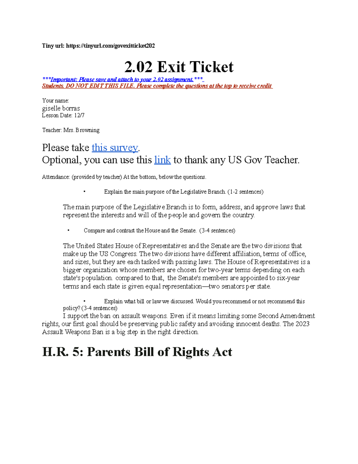 2.02 exit tic - use - Tiny url: tinyurl/govexitticket 2 Exit Ticket ...