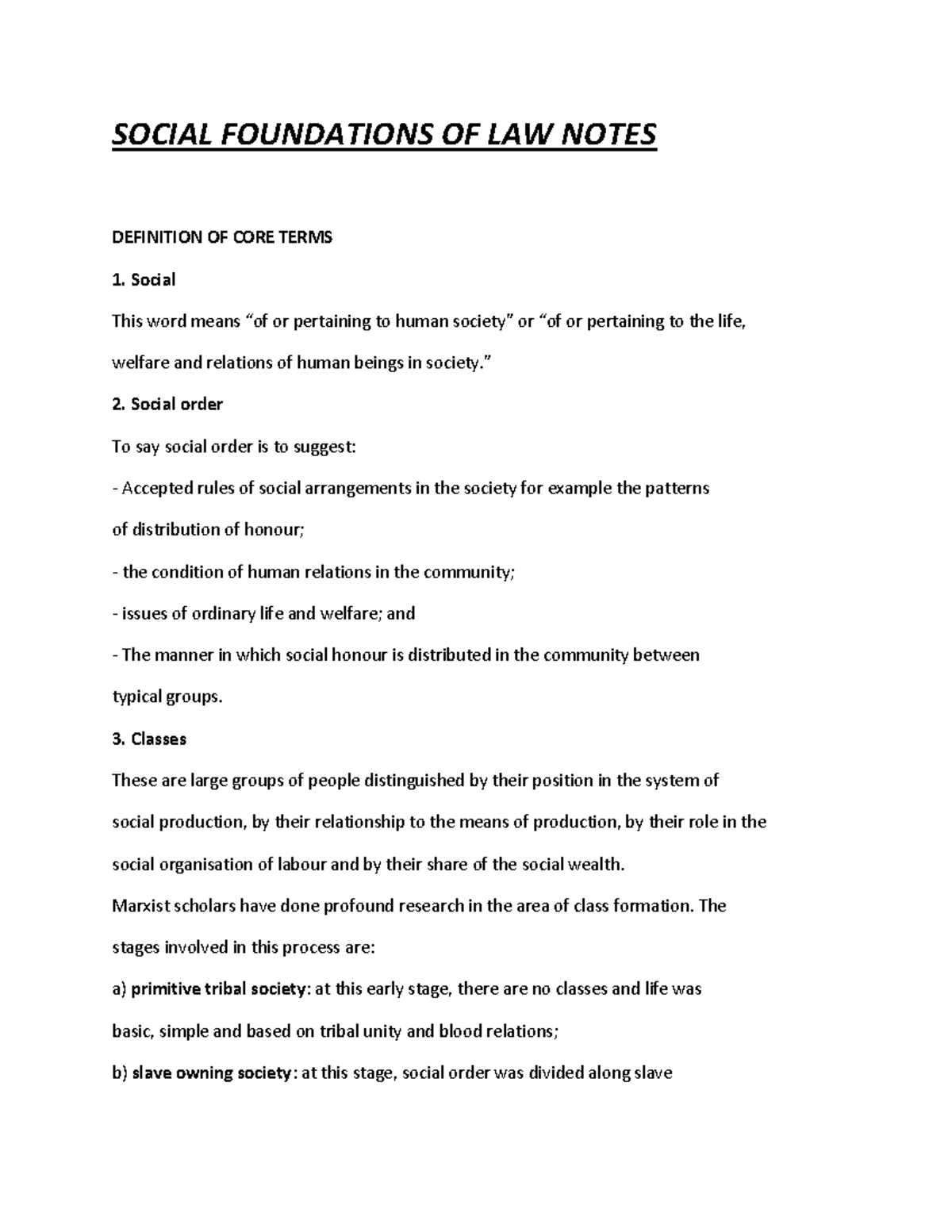 Social Foundations OF LAW Notes - SOCIAL FOUNDATIONS OF LAW NOTES ...