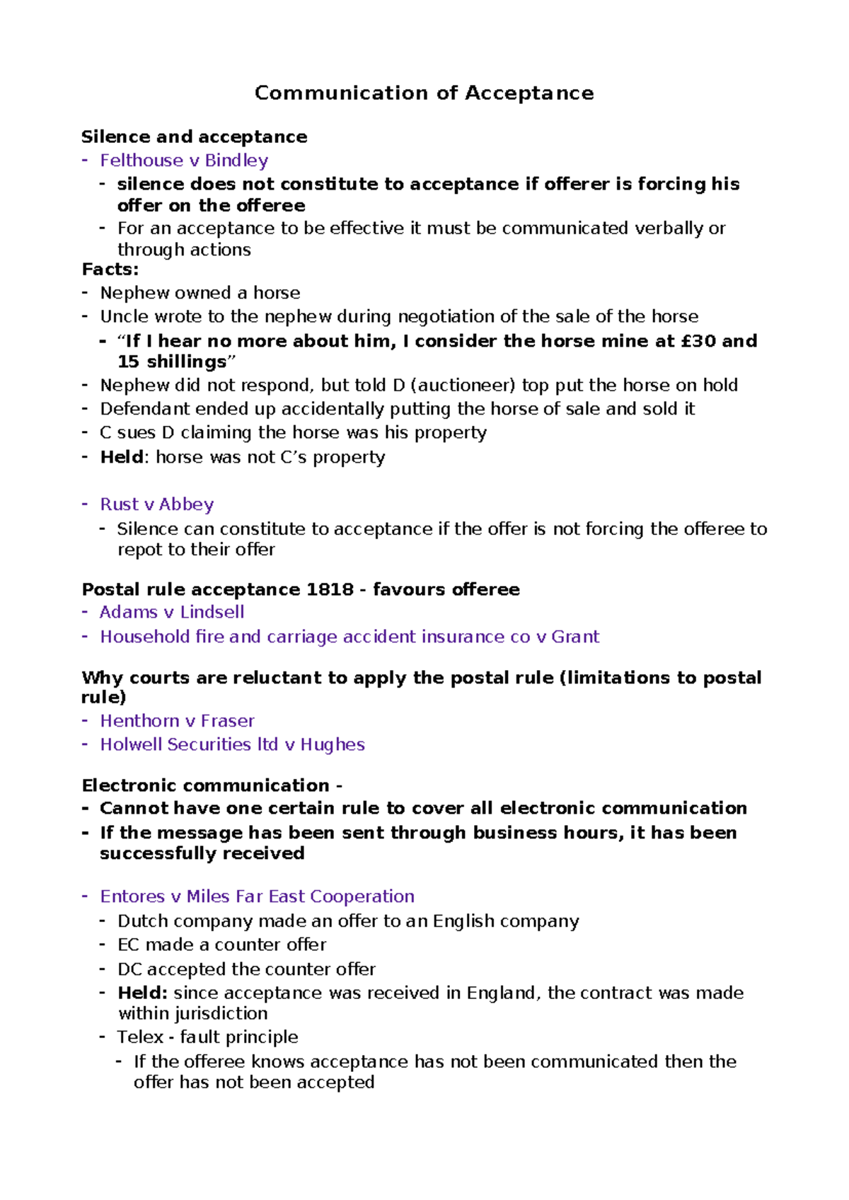 Acceptance - notes from module guide - Communication of Acceptance ...