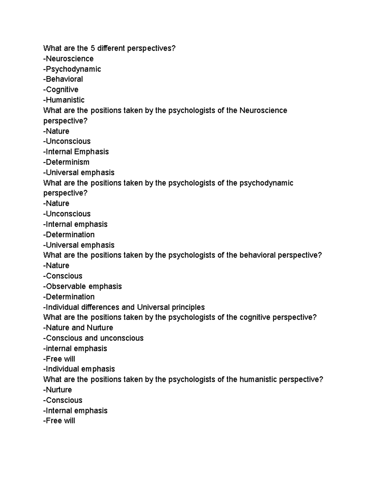 Aaaaa psychology 587 - What are the 5 different perspectives ...