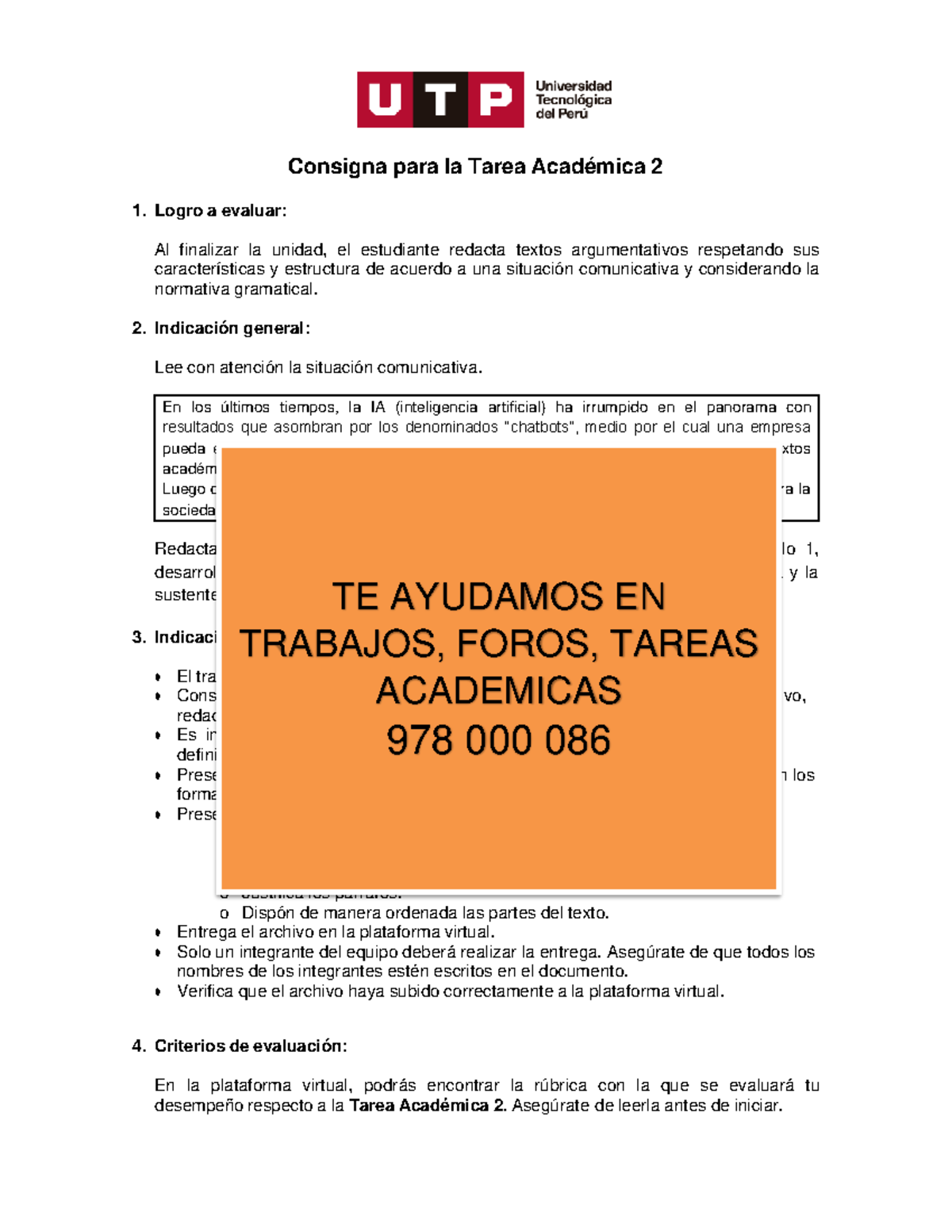 Redaccion II - Semana 12 - Tema 01 Tarea - Tarea Académica 2 - En los ...