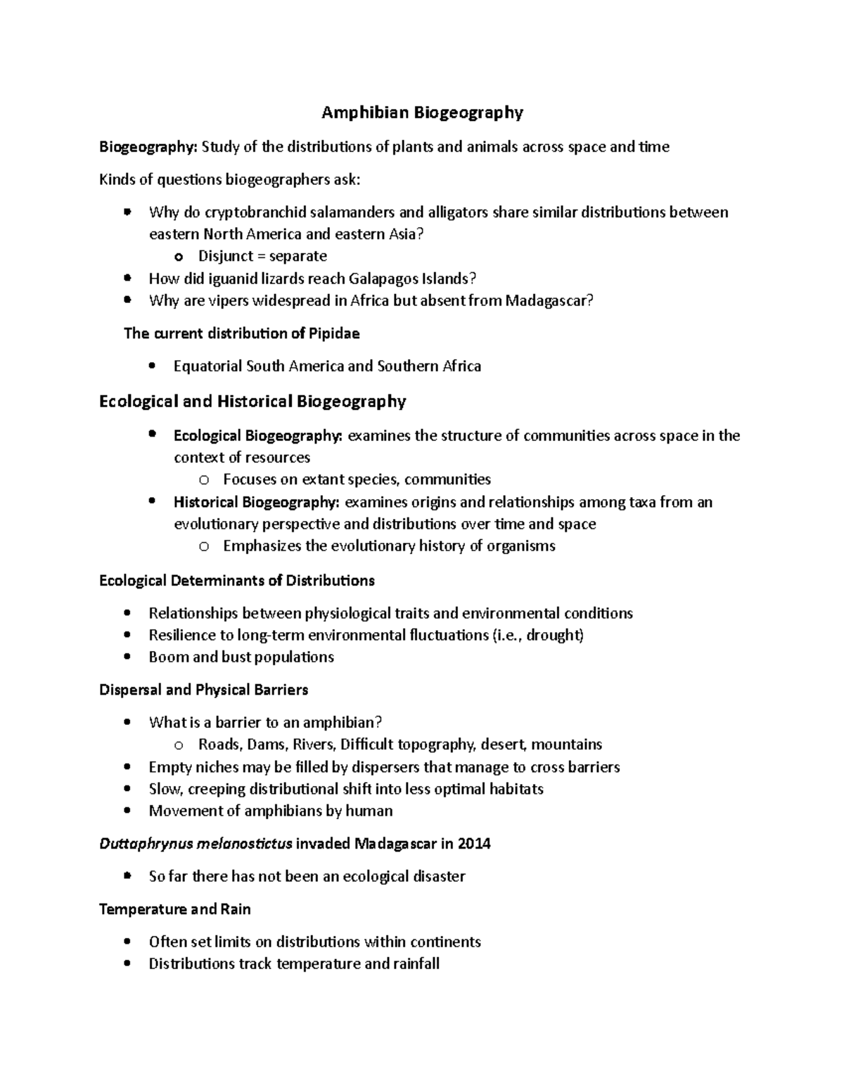 Amphibian Biogeography - Amphibian Biogeography Biogeography: Study of ...