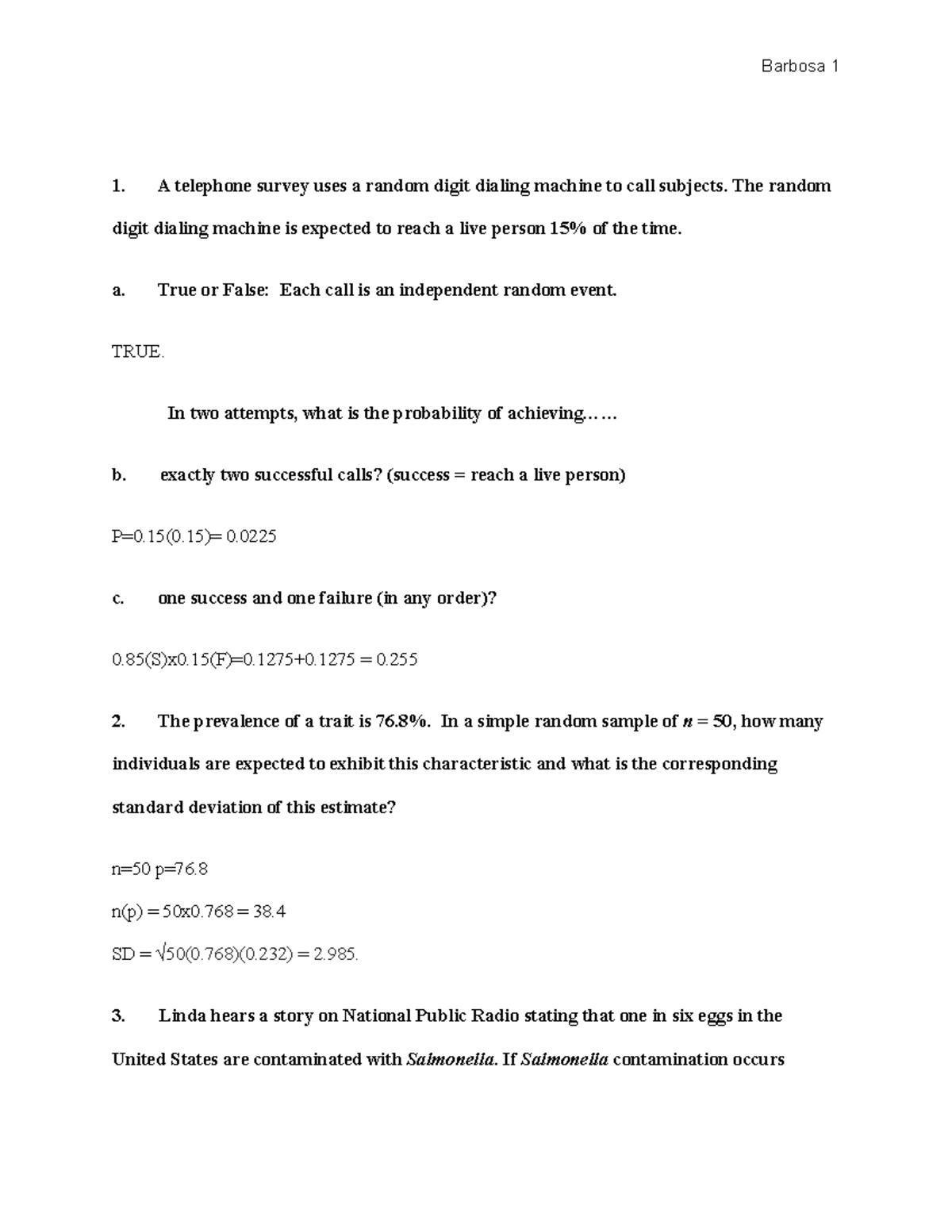IHP 525 Quiz Two-2 - 525 Quiz Two - A telephone survey uses a random ...