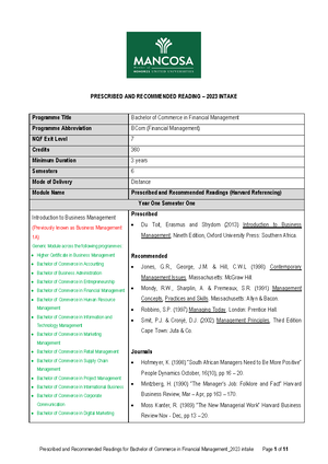 Introduction to Business Management ( Module Guide) - INTRODUCTION TO ...
