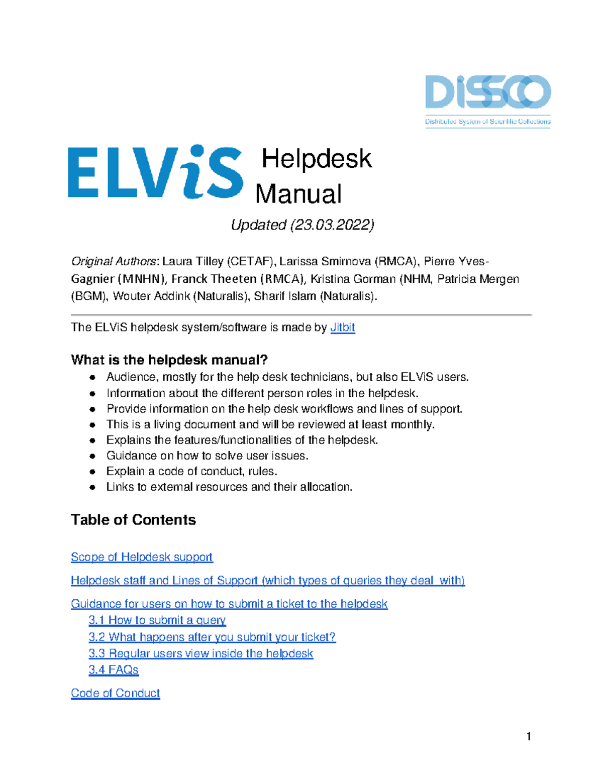 ELVi S helpdesk Manual V.2 final 06 - Helpdesk Manual Updated (23.03) Original Authors: Laura ...