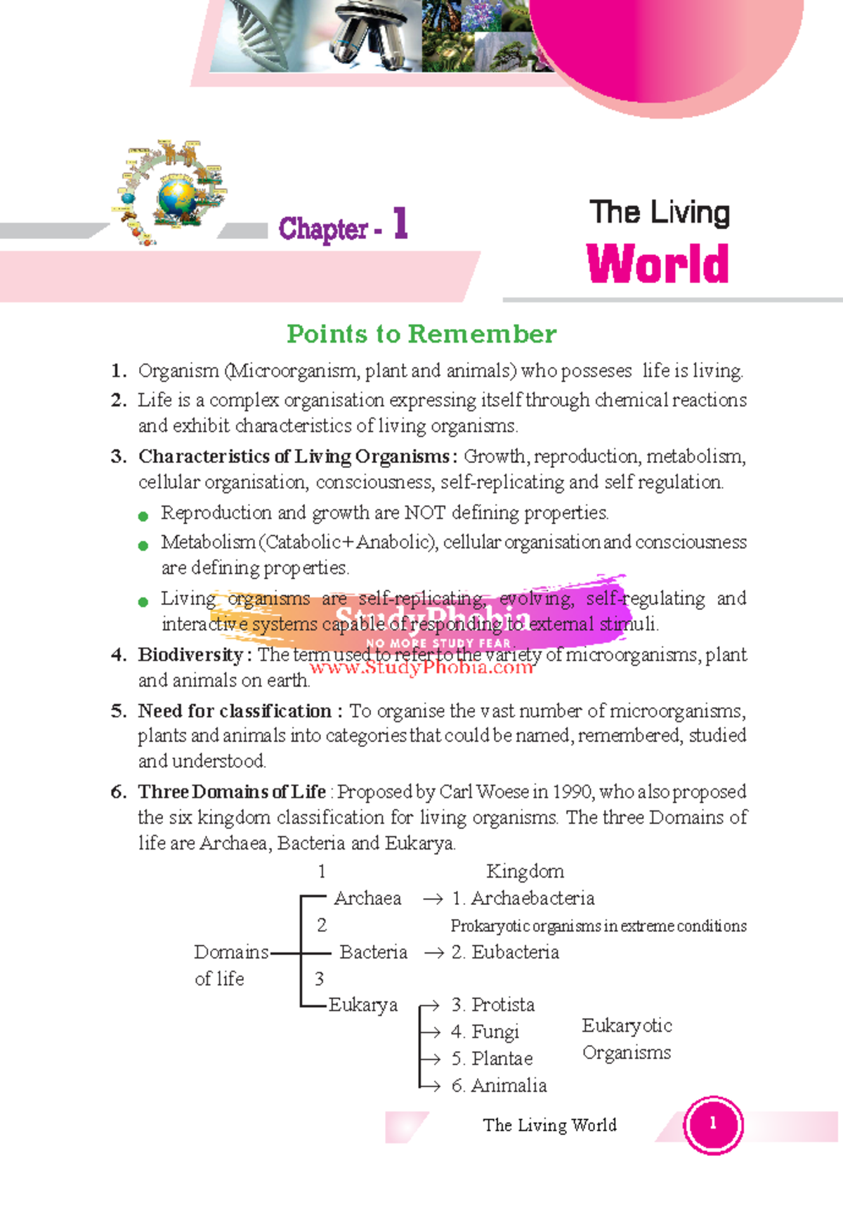 1. The Living World - BIOLOGY - The Living W orld 1 Points to Remember ...