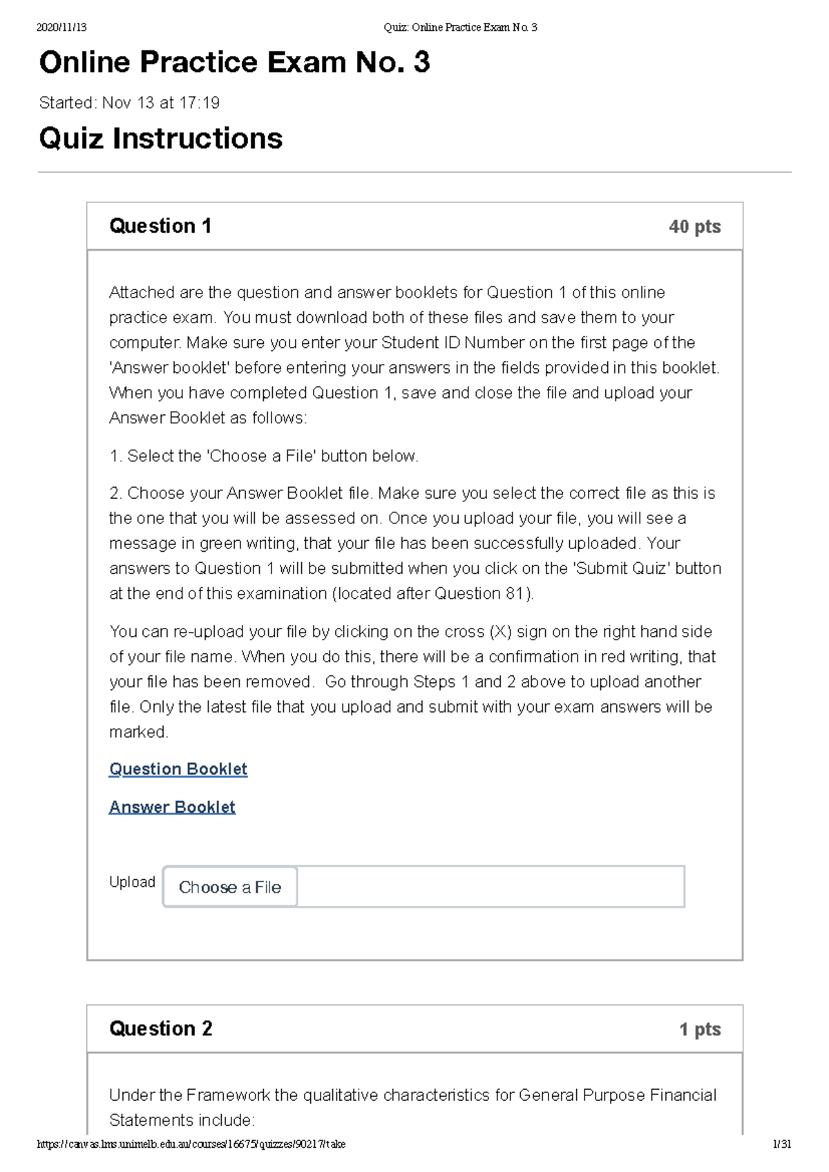 Quiz Online Practice Exam No. 3 - Online Practice Exam No. 3 Started ...