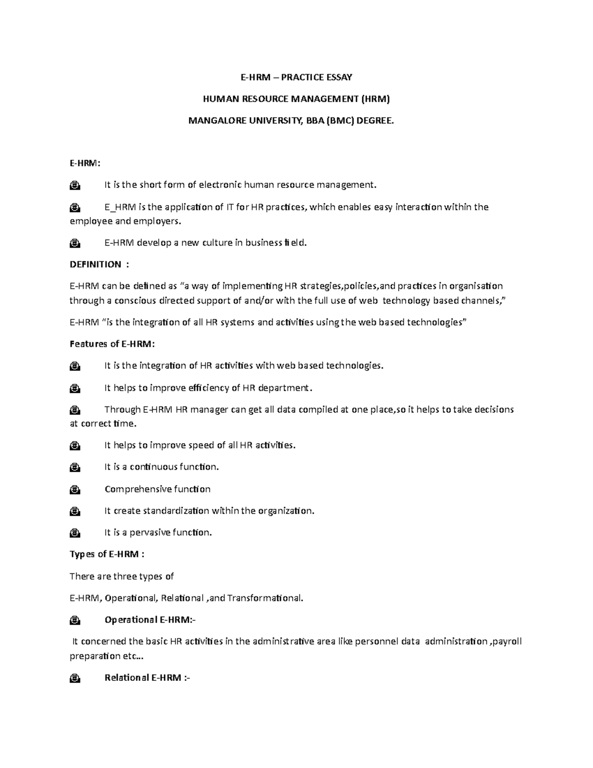 E- HRM - E-HRM in the subject Human resource management are fully ...