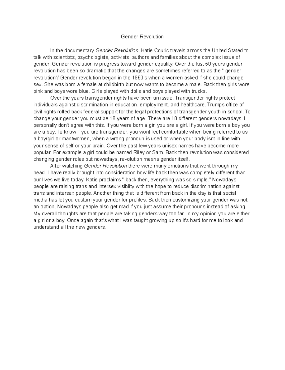 Gender Revolution - Essays about Sociology - Gender Revolution In the ...