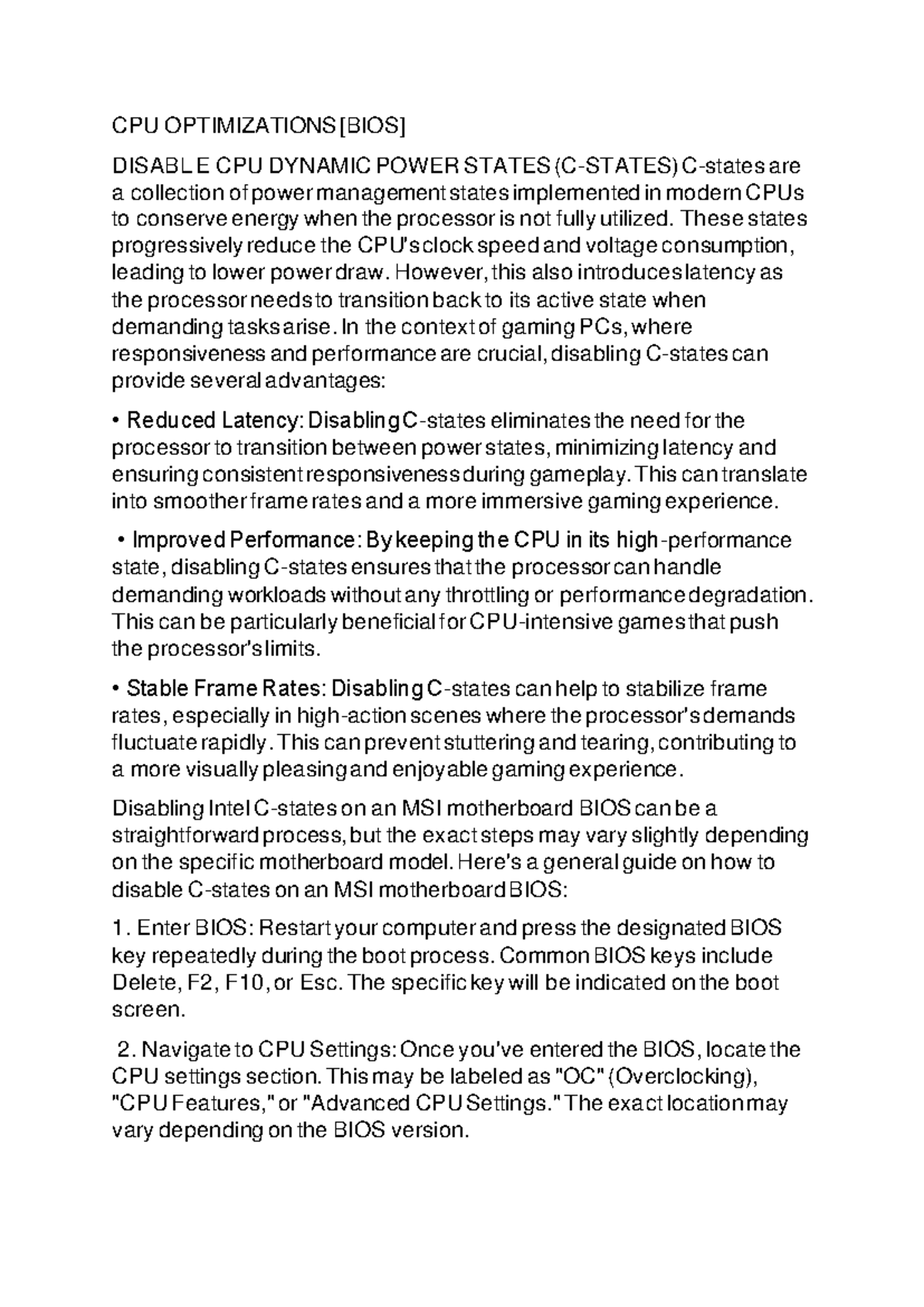 Bios settings - GUIA - CPU OPTIMIZATIONS [BIOS] DISABL E CPU DYNAMIC ...