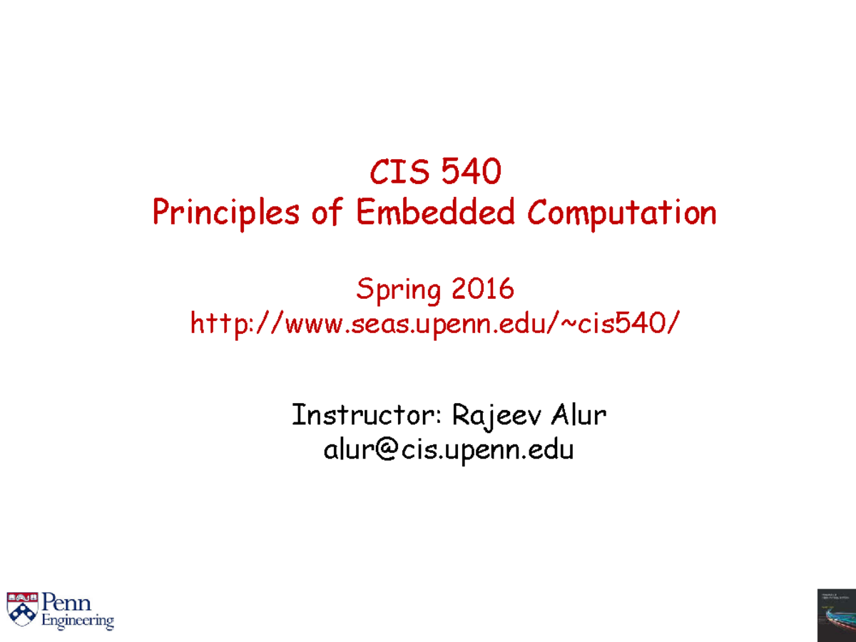 Lecture slides, lectures 20 - 24 - Principles of embedded computation - Warning: TT: undefined ...