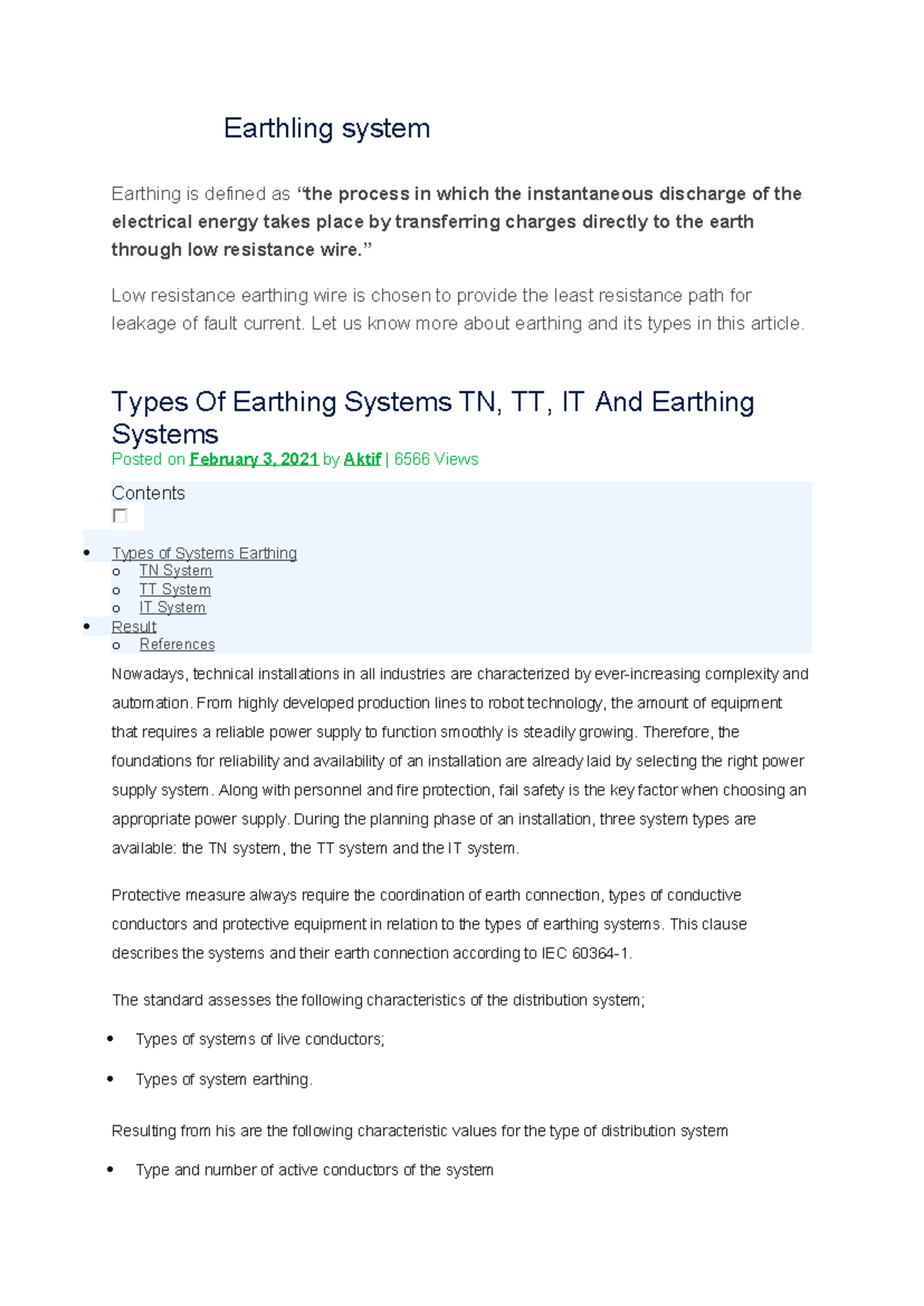 Earhing system - knec craft module one electrical note - Earthling ...