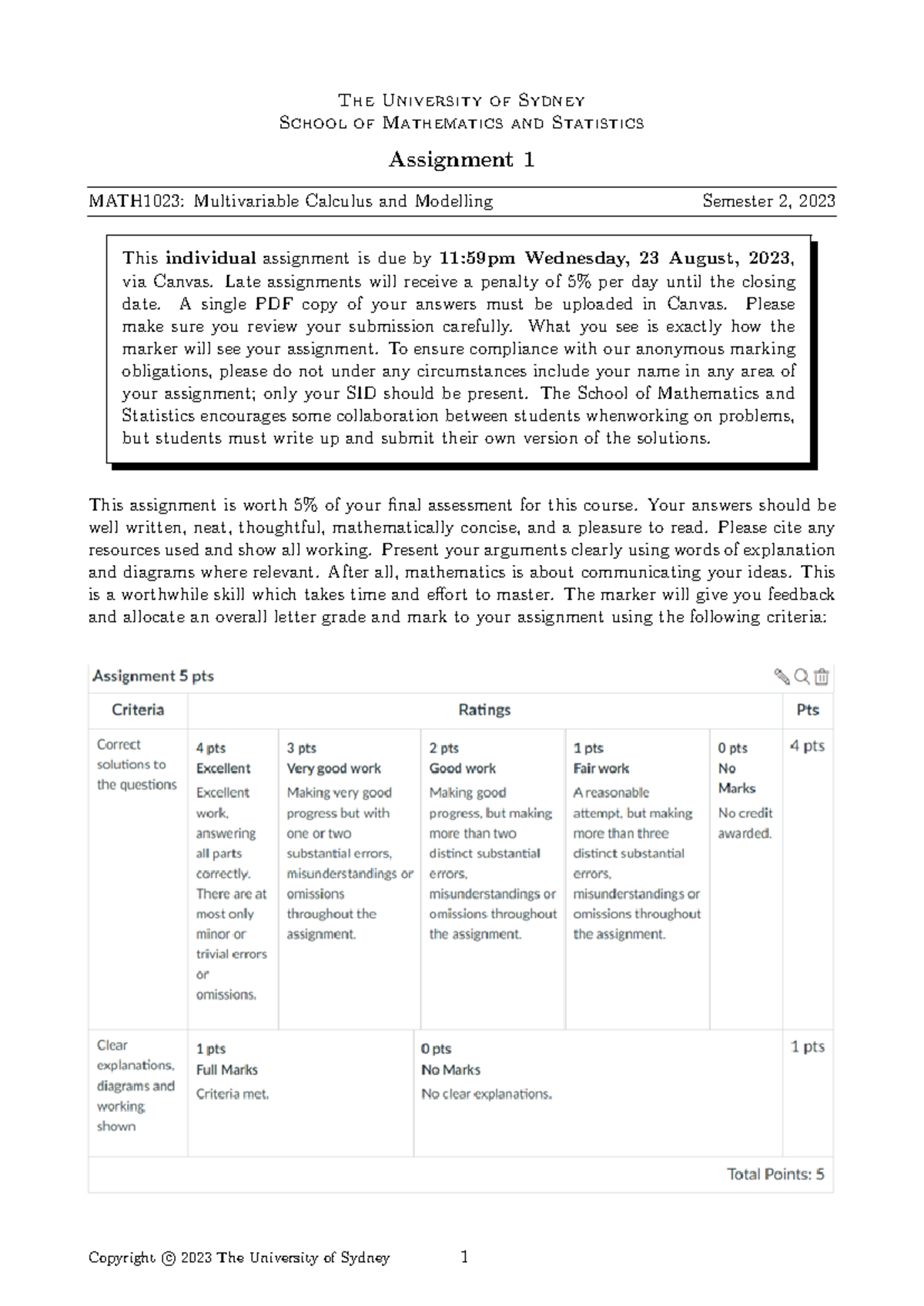 Assignment-1 - assignment 1 - The University of Sydney School of Mathematics and Statistics ...