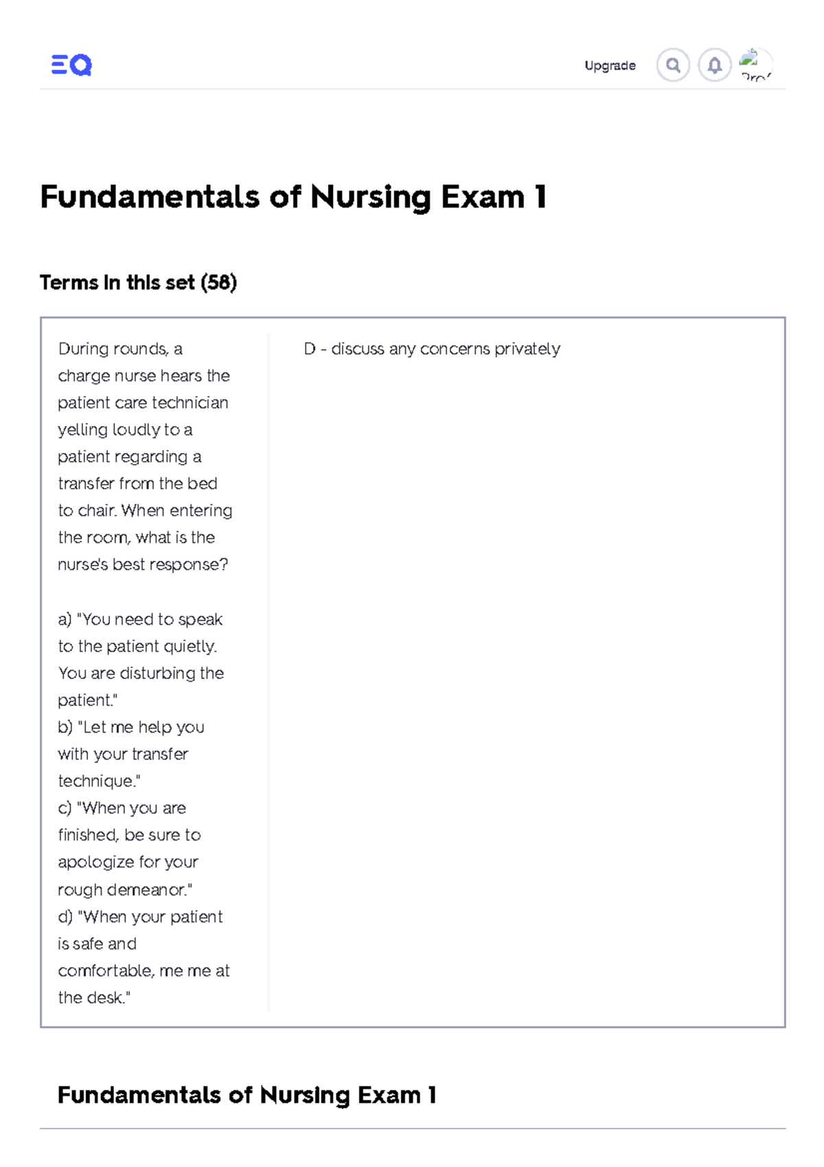 Fundamentals of Nursing Exam 1 Flashcards Quizlet - Upgrade Profi ...