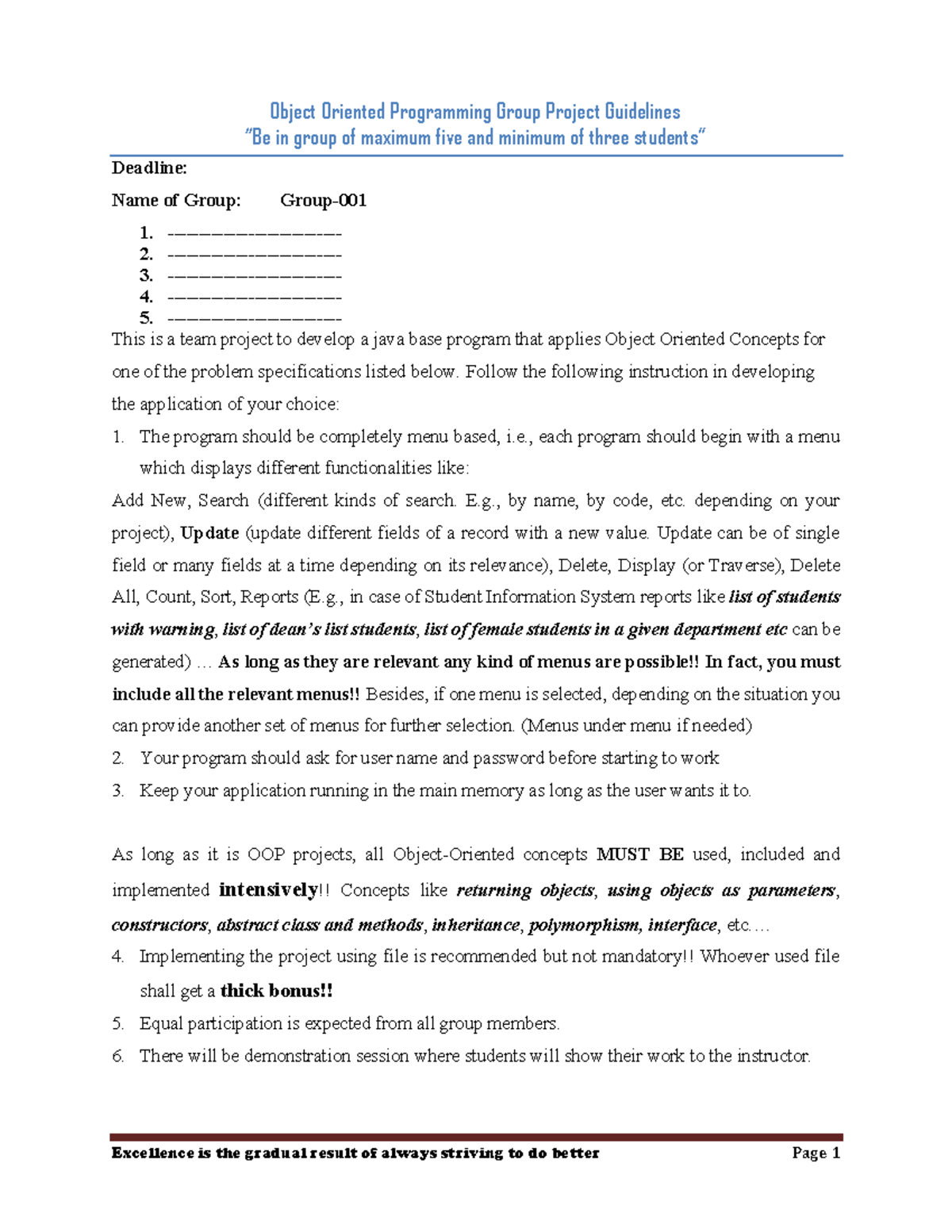 Object Oriented Programming List of Project Areas - Object Oriented ...