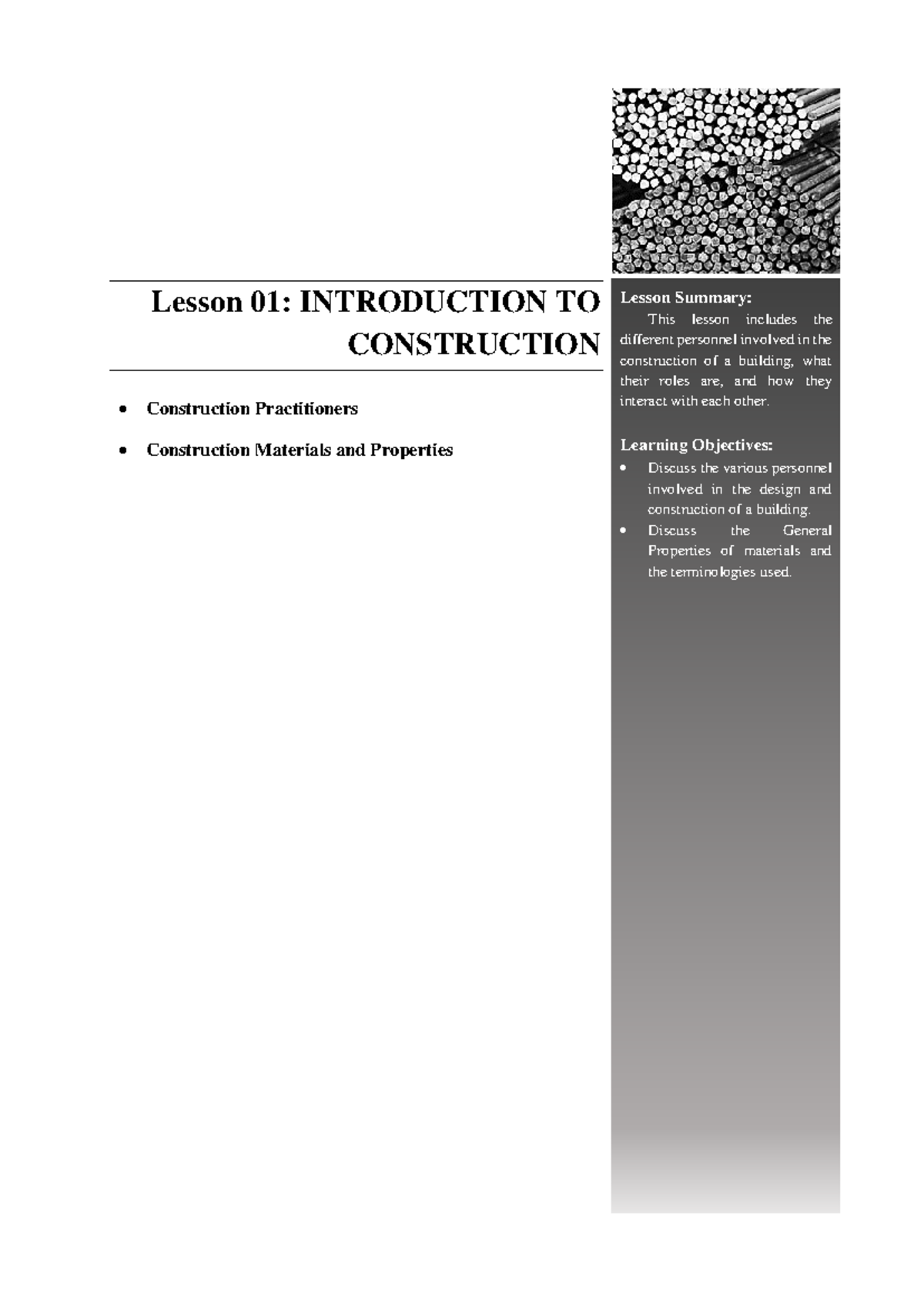 Module 2 - Lesson 01: INTRODUCTION TO CONSTRUCTION • Construction ...