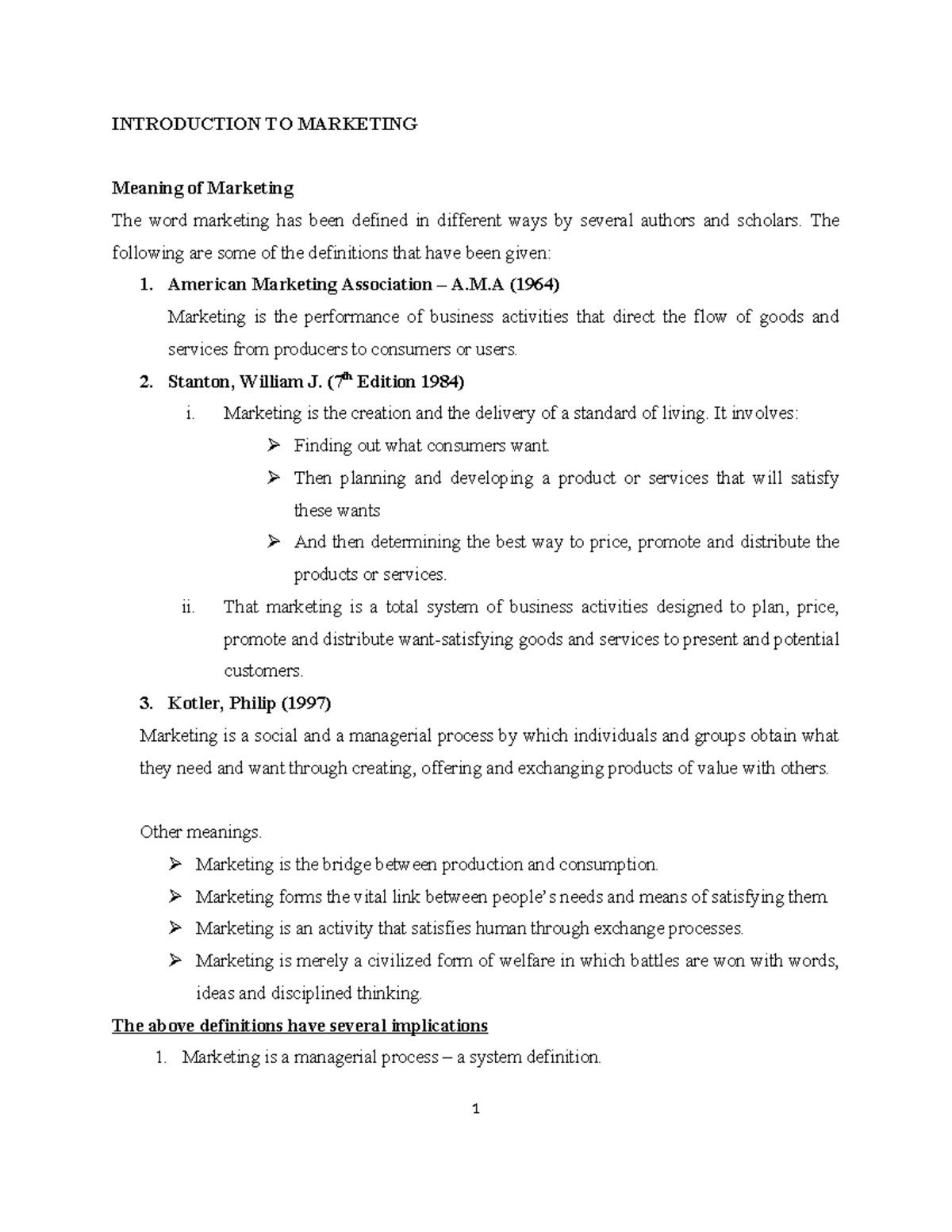 Lesson 1 HPS 2110 - Introduction To Marketing - INTRODUCTION TO ...