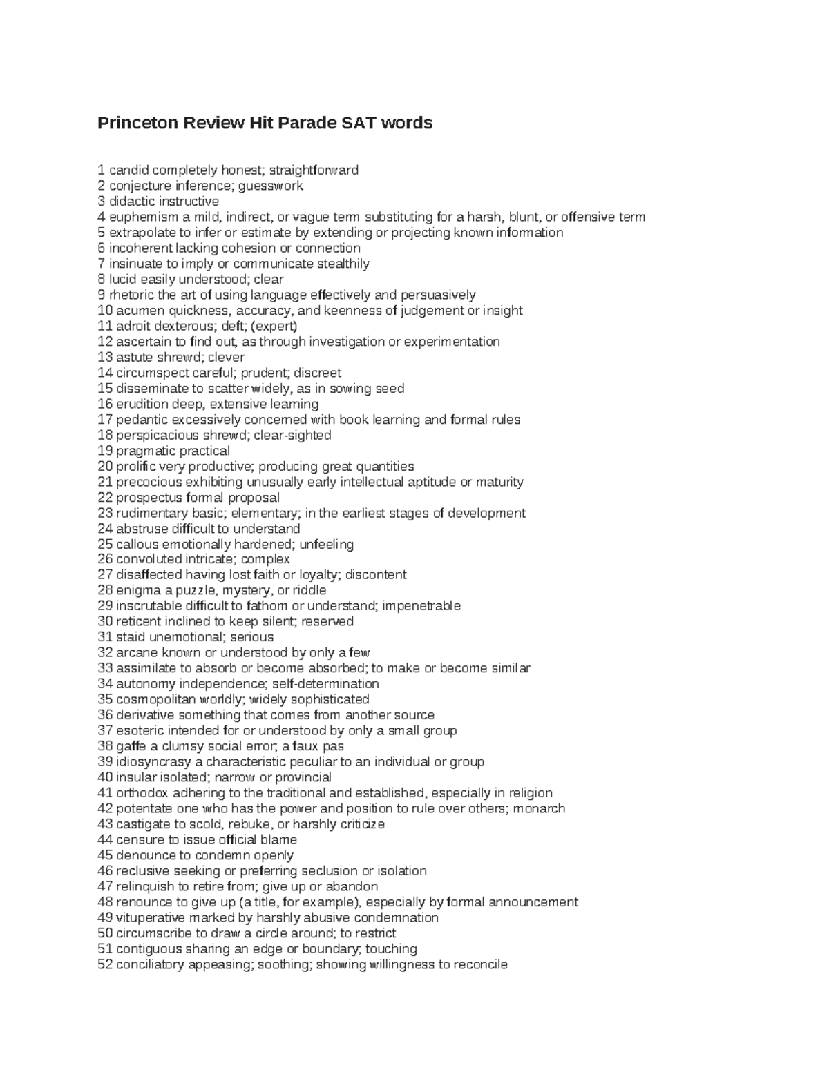 Princeton Review Sat Words Vacbolary - Princeton Review Hit Parade SAT ...
