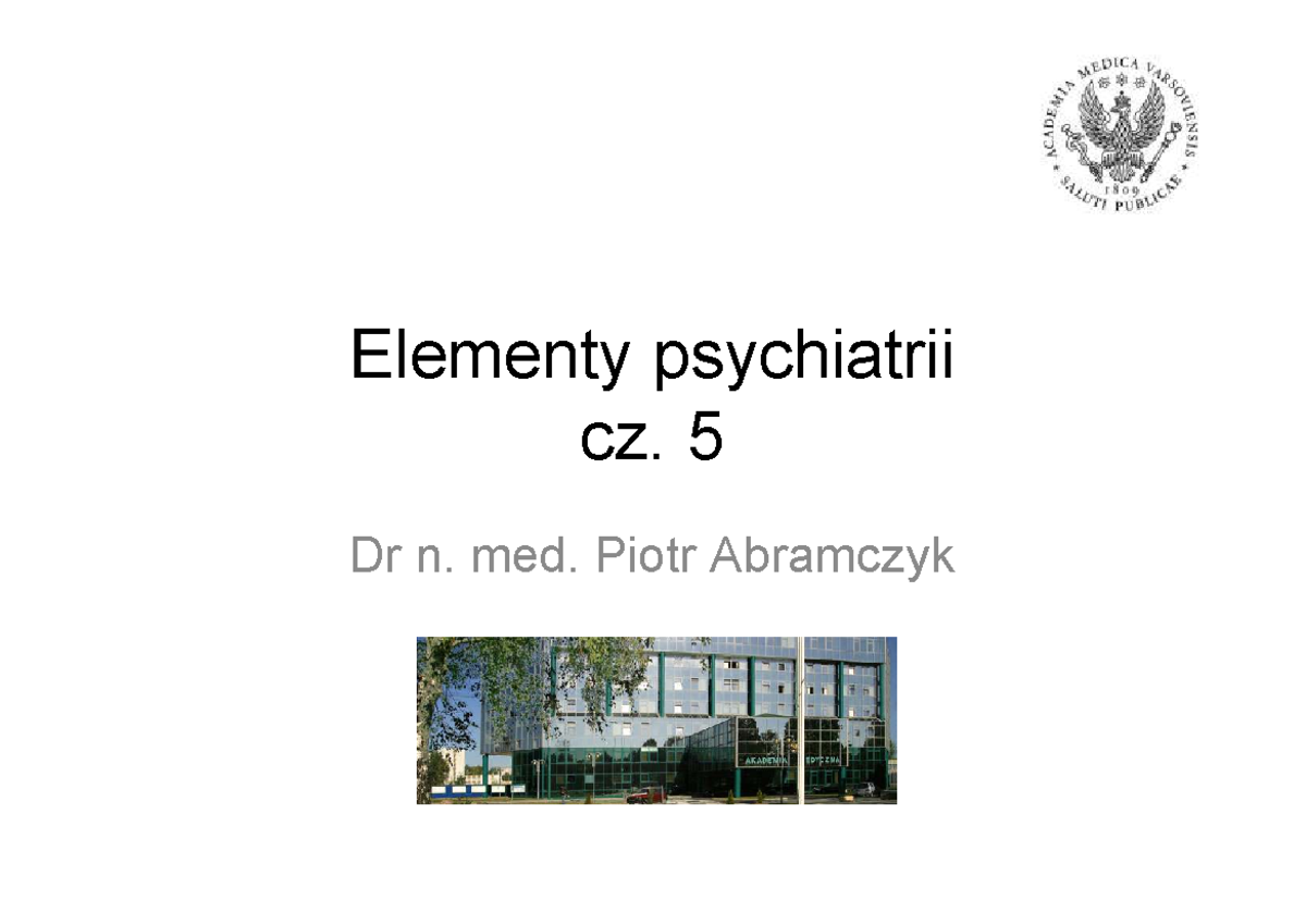 Choroby afektywne - Elementy psychiatrii cz. 5 Dr n. med. Piotr ...
