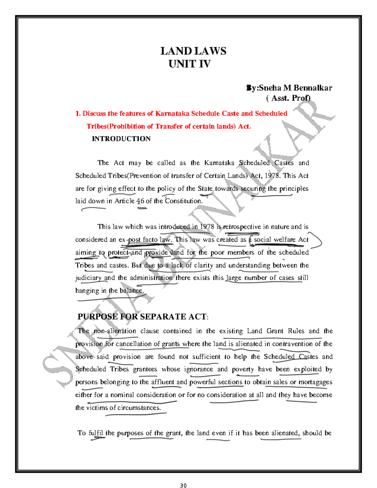 UNIT IV- Land laws 2023 - Brief notes made easy - LAND LAWS UNIT IV By ...