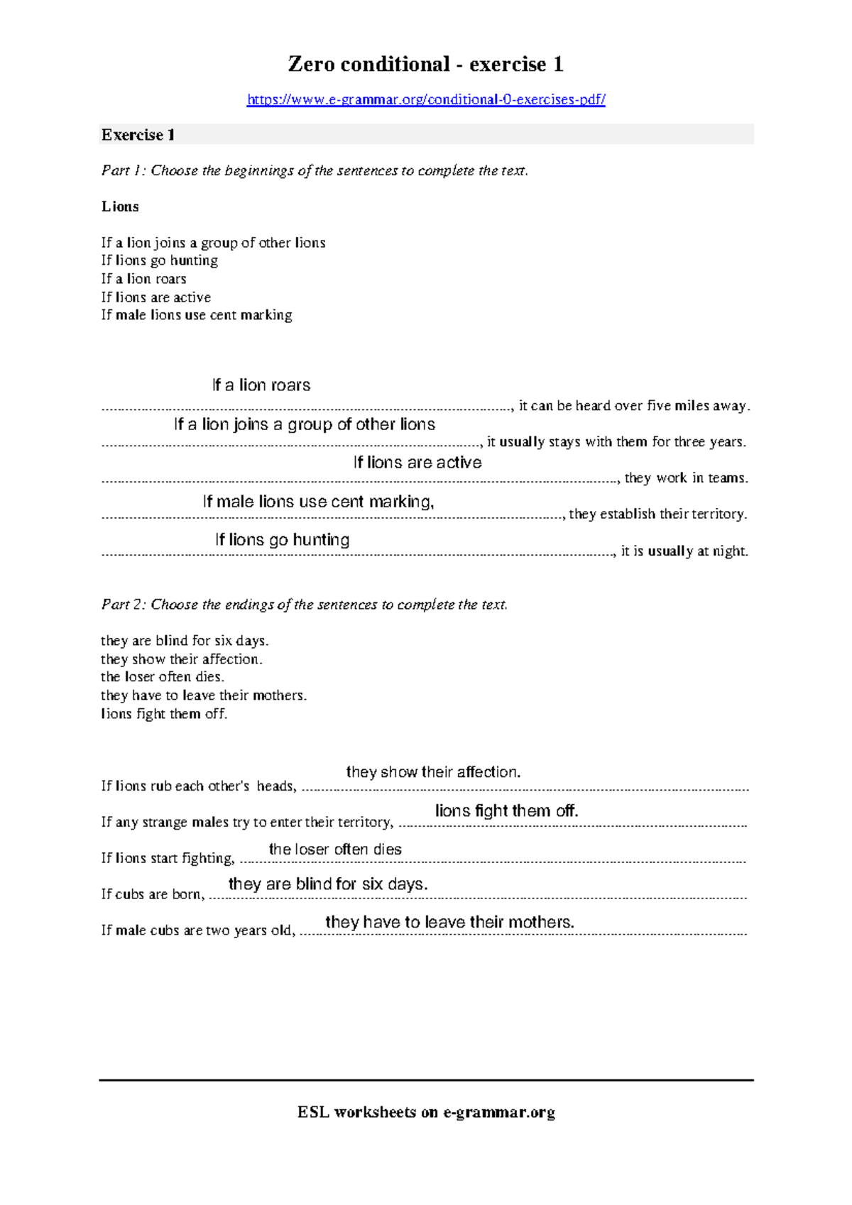 Semana 10 zero-conditional - Zero conditional - exercise 1 e-grammar ...