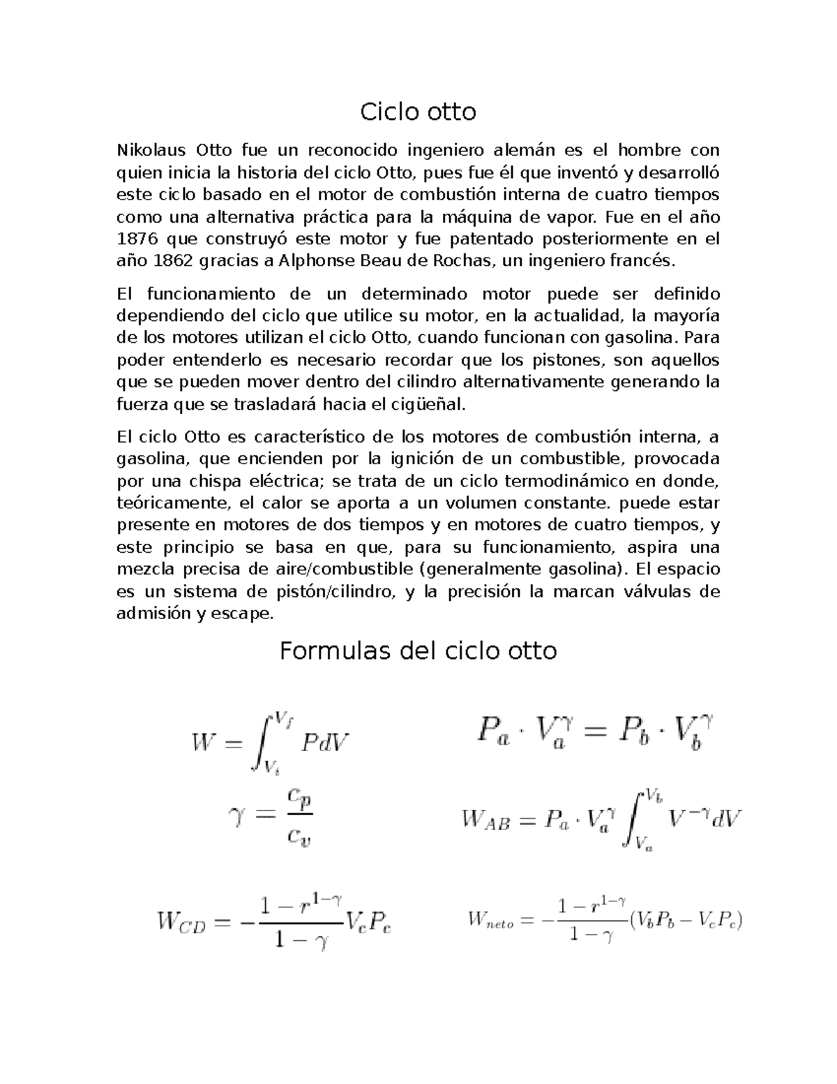 Ciclo otto resumen zs21002630 - Ciclo otto Nikolaus Otto fue un reconocido ingeniero alemán es ...