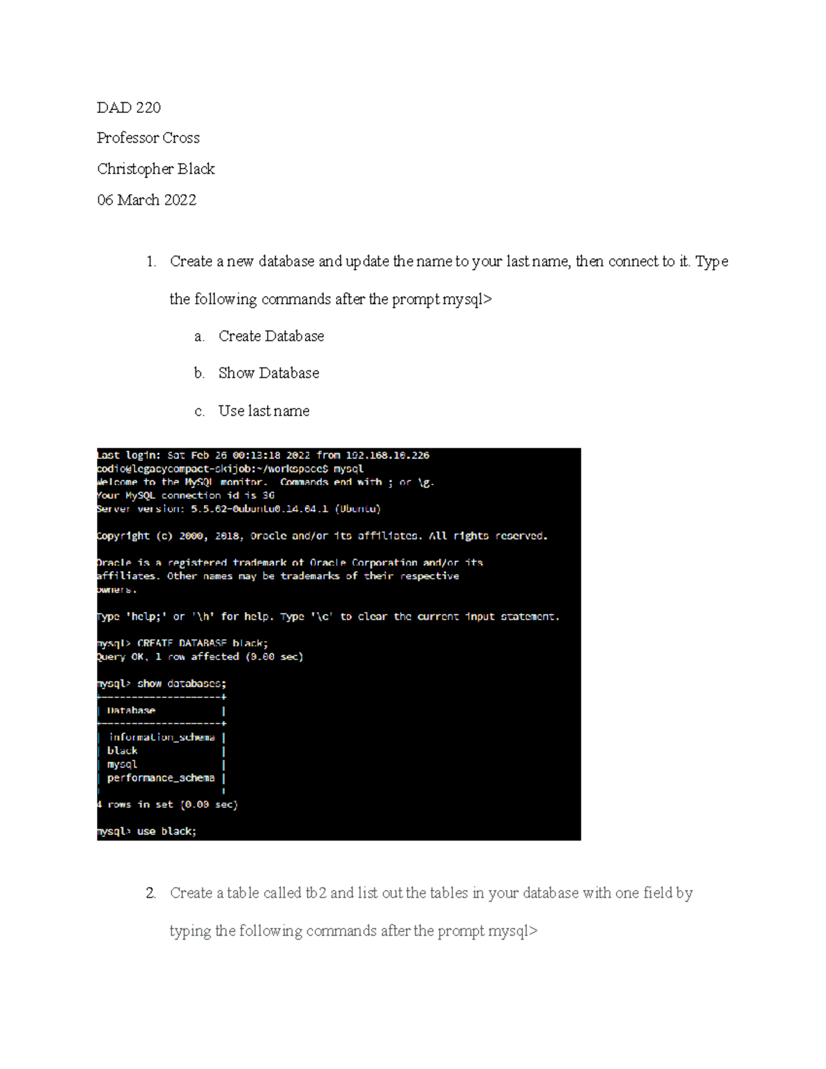 DAD 220 Module 1 assignment word document - DAD 220 Professor Cross ...