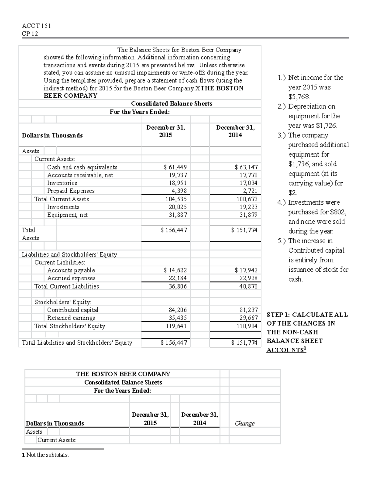 CP 12 - This is CP 12 for ACCT-151 at Lehigh University - ACCT 151 CP ...