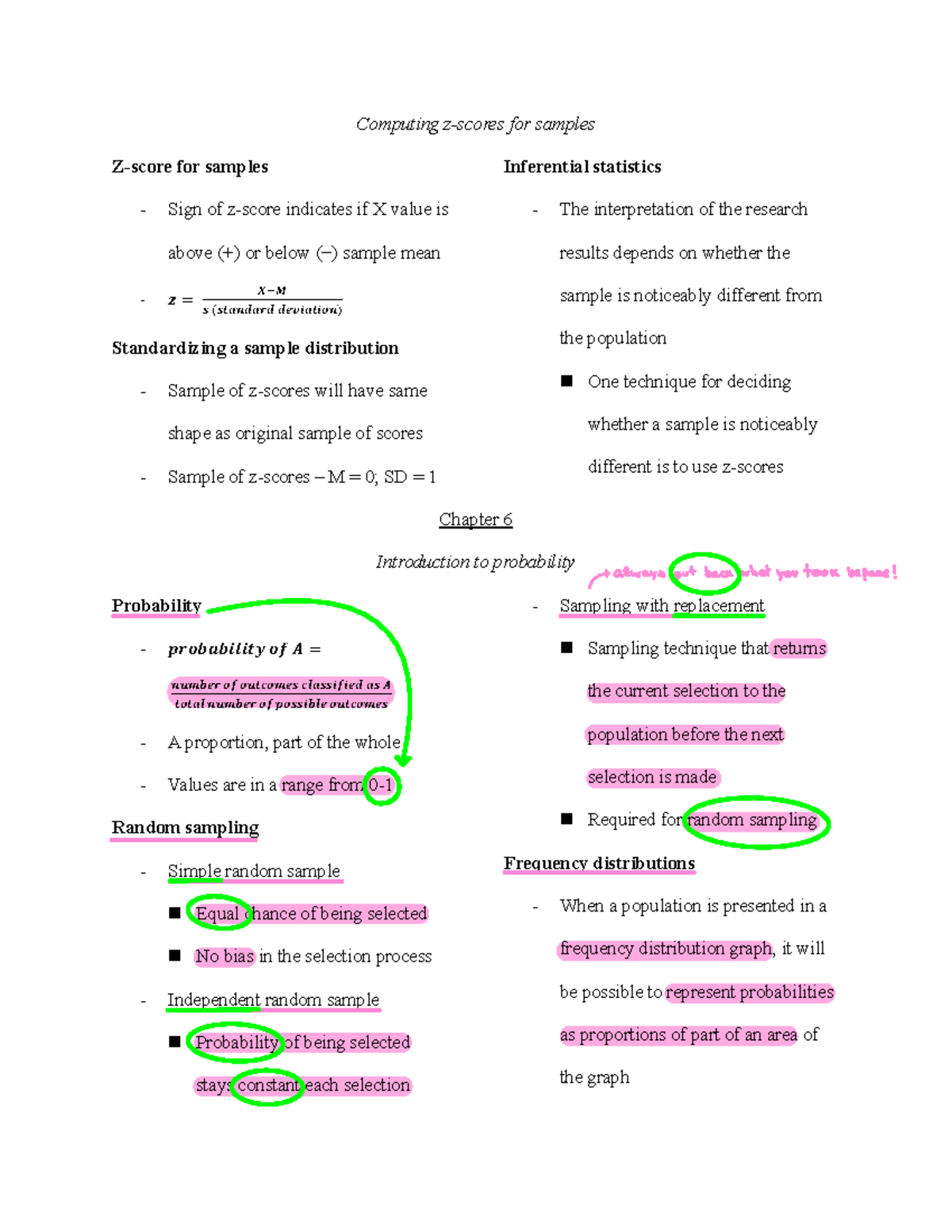 218 Midterm 2 - Skiba - Computing z-scores for samples Z-score for ...