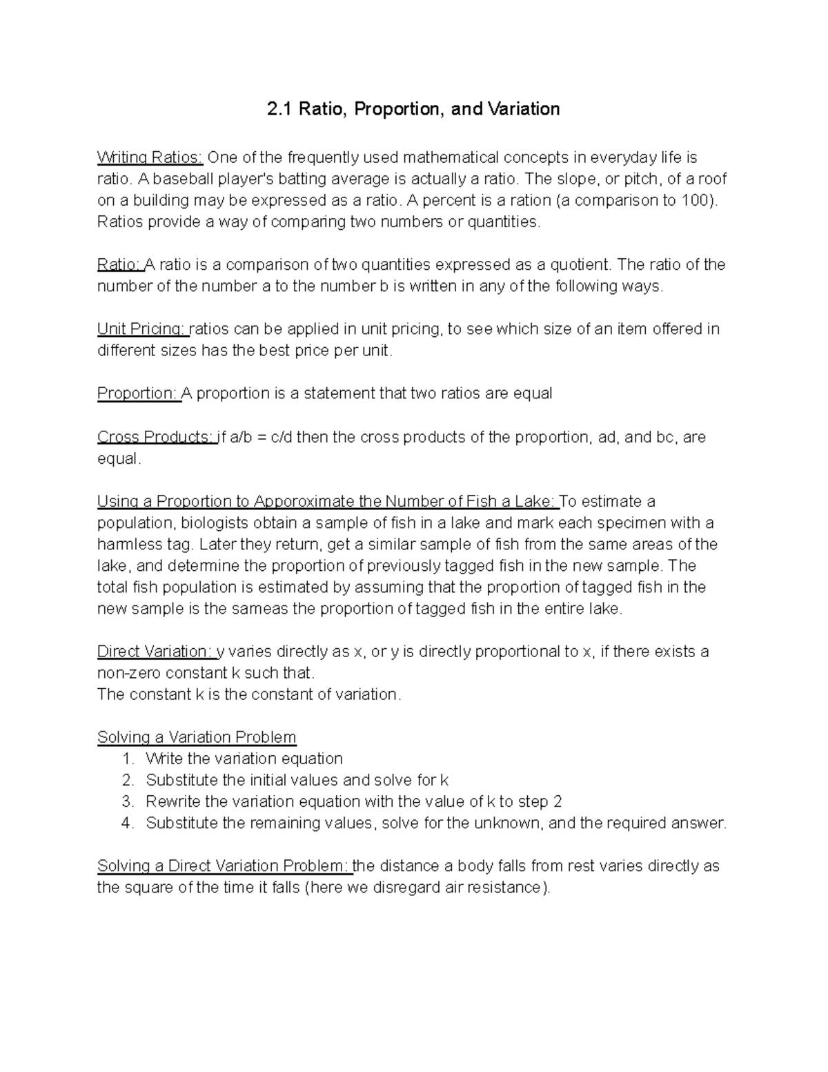 2 1 Ratio Proportion And Variation 2 Ratio Proportion And Variation Writing Ratios One Of