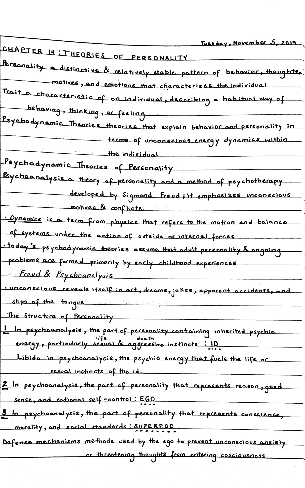 Chapter 14 Theories of Personality - PSY 10200 - Studocu