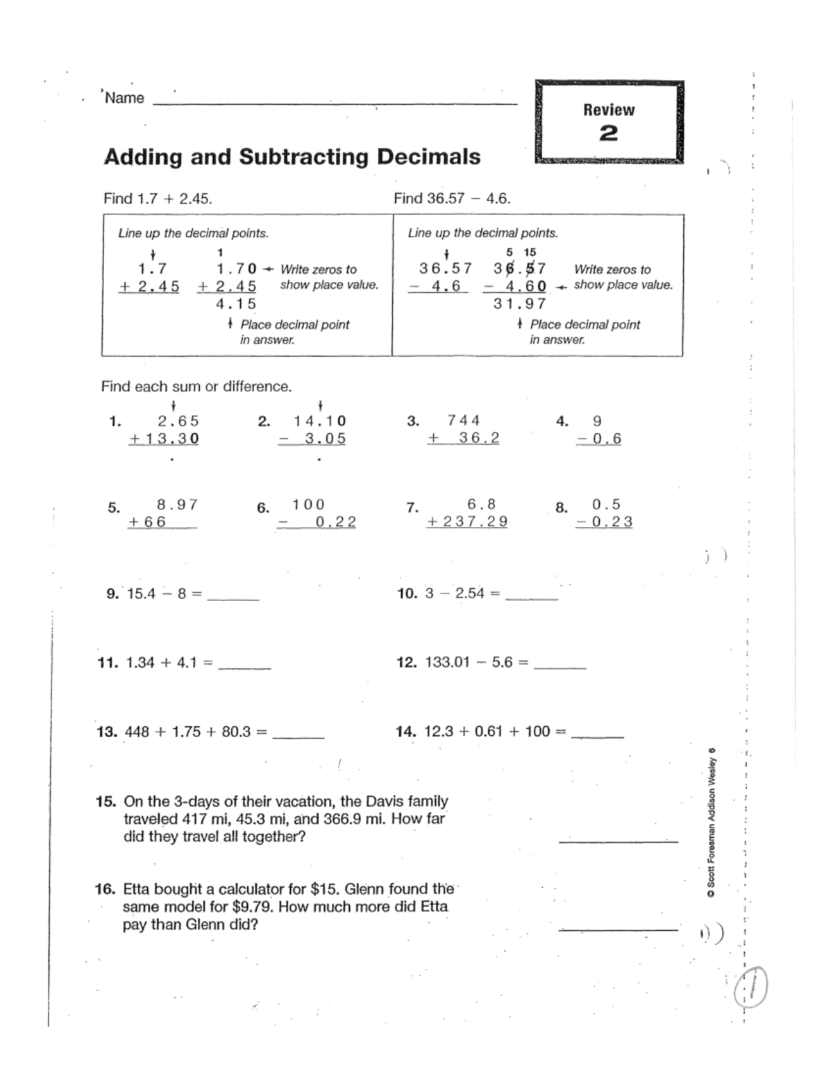 6th Grade Packet - not available - I I I I · I I iName - Review 2 ...