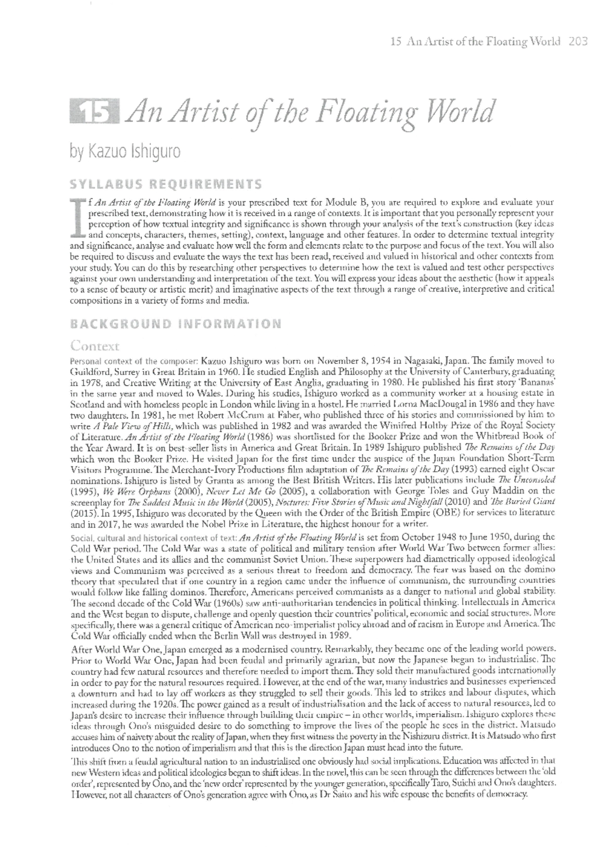 An Artist of the Floating World Chapter - Studocu