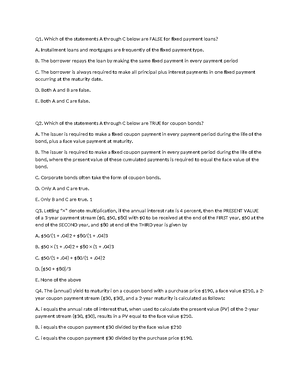 Chapter 6 Sample MCQs - Practice MCQS with answer - 1)If a corporation begins to suffer large ...