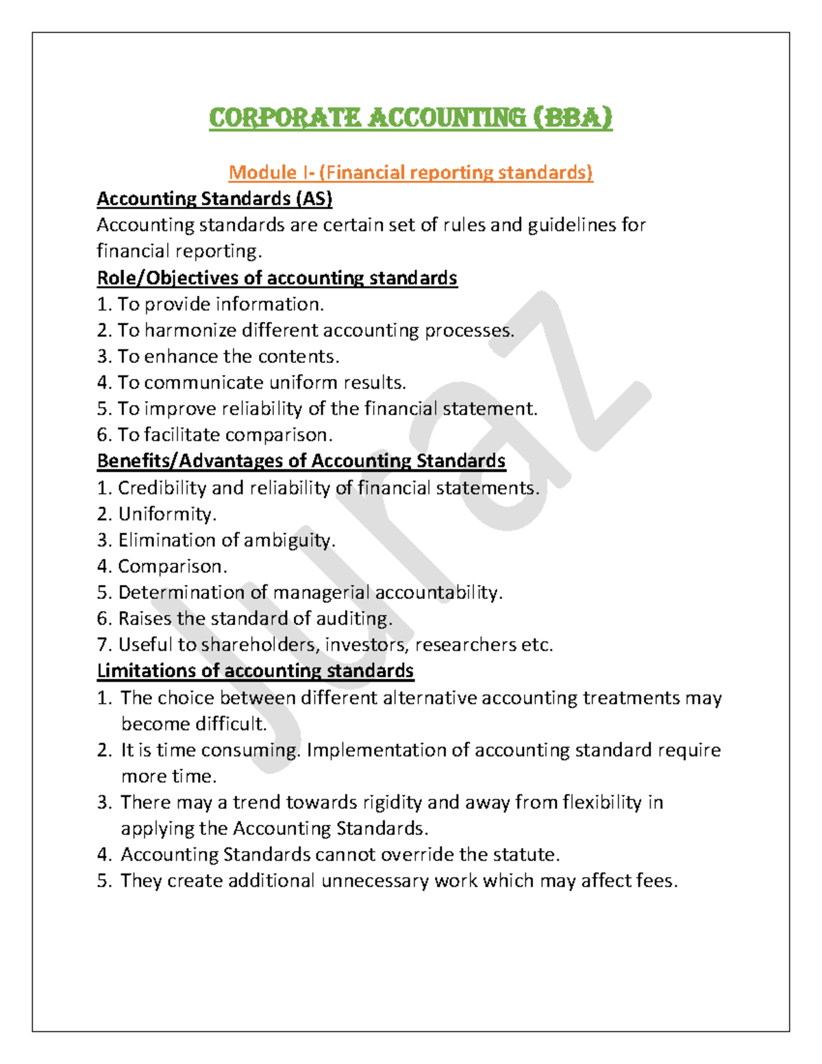 Corporate accounting (BBA)- Module I - CORPORATE ACCOUNTING (BBA ...